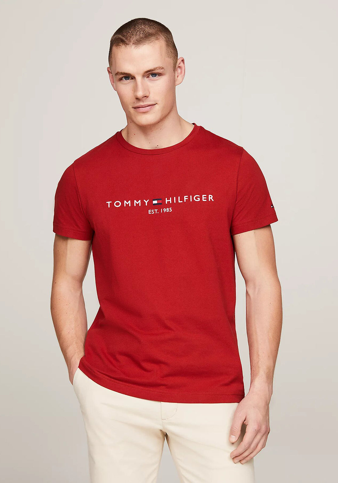 Tommy Hilfiger Logo T-Shirt, Dark Magma - McElhinneys
