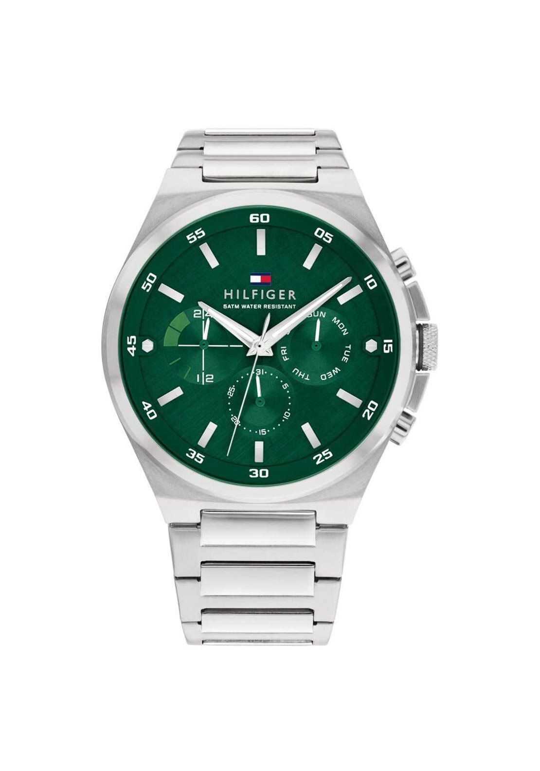 Tommy Hilfiger Men’s Dexter Watch, Silver & Green - McElhinneys