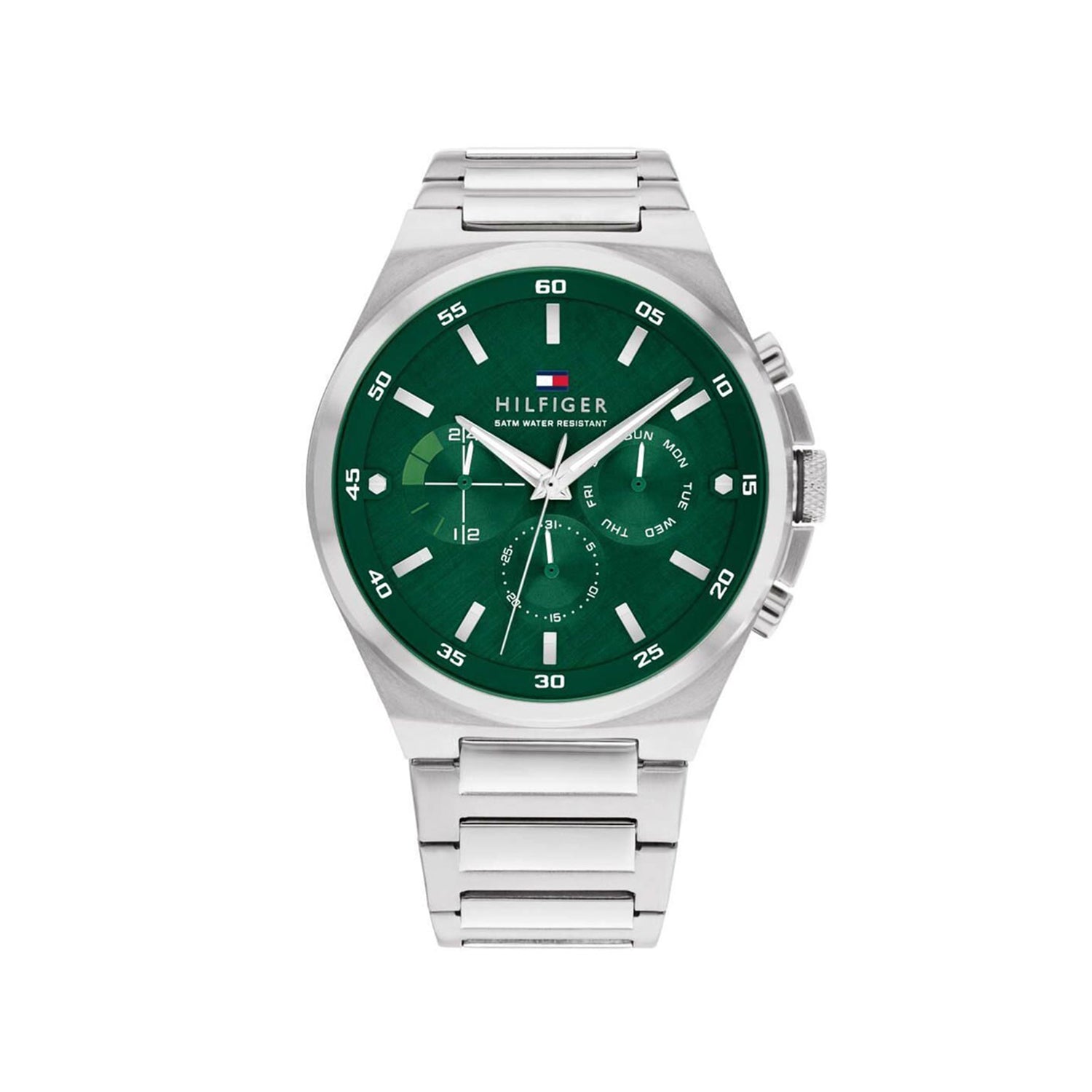 Tommy Hilfiger Men’s Dexter Watch, Silver & Green - McElhinneys