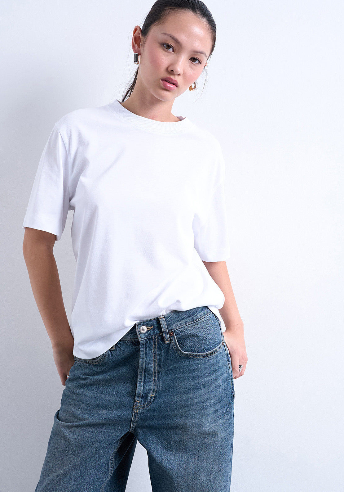 TOPSHOP Premium Basic Cotton T-Shirt, White - McElhinneys