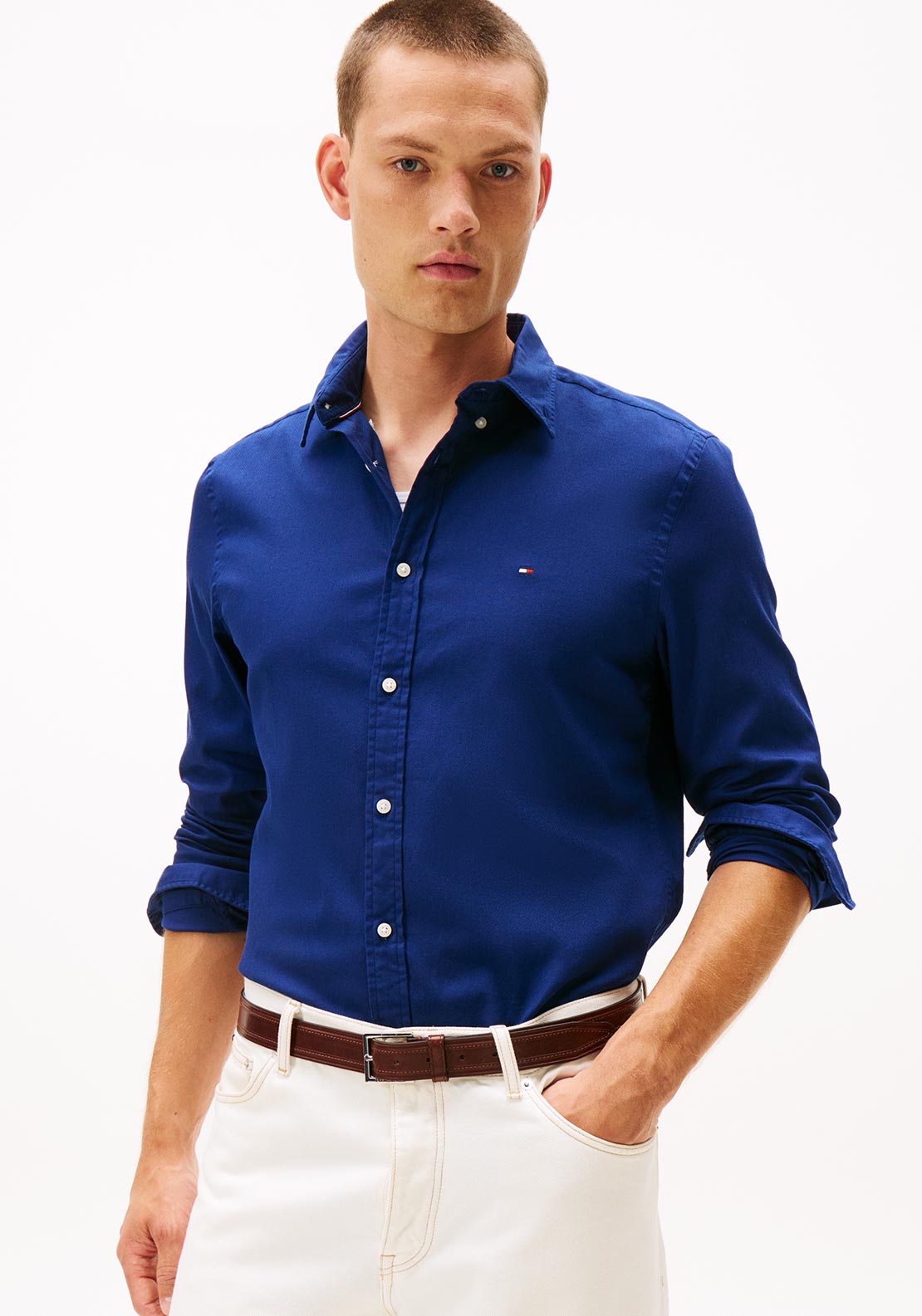 Tommy Hilfiger Slim Fit Dobby Shirt, Preppy Navy - McElhinneys