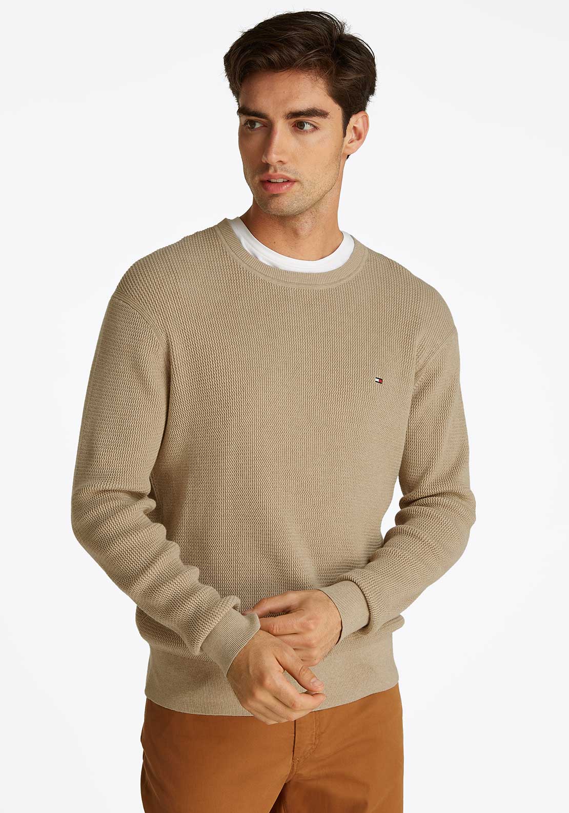Tommy Hilfiger Essential Textured Knit Sweater, Sand - McElhinneys