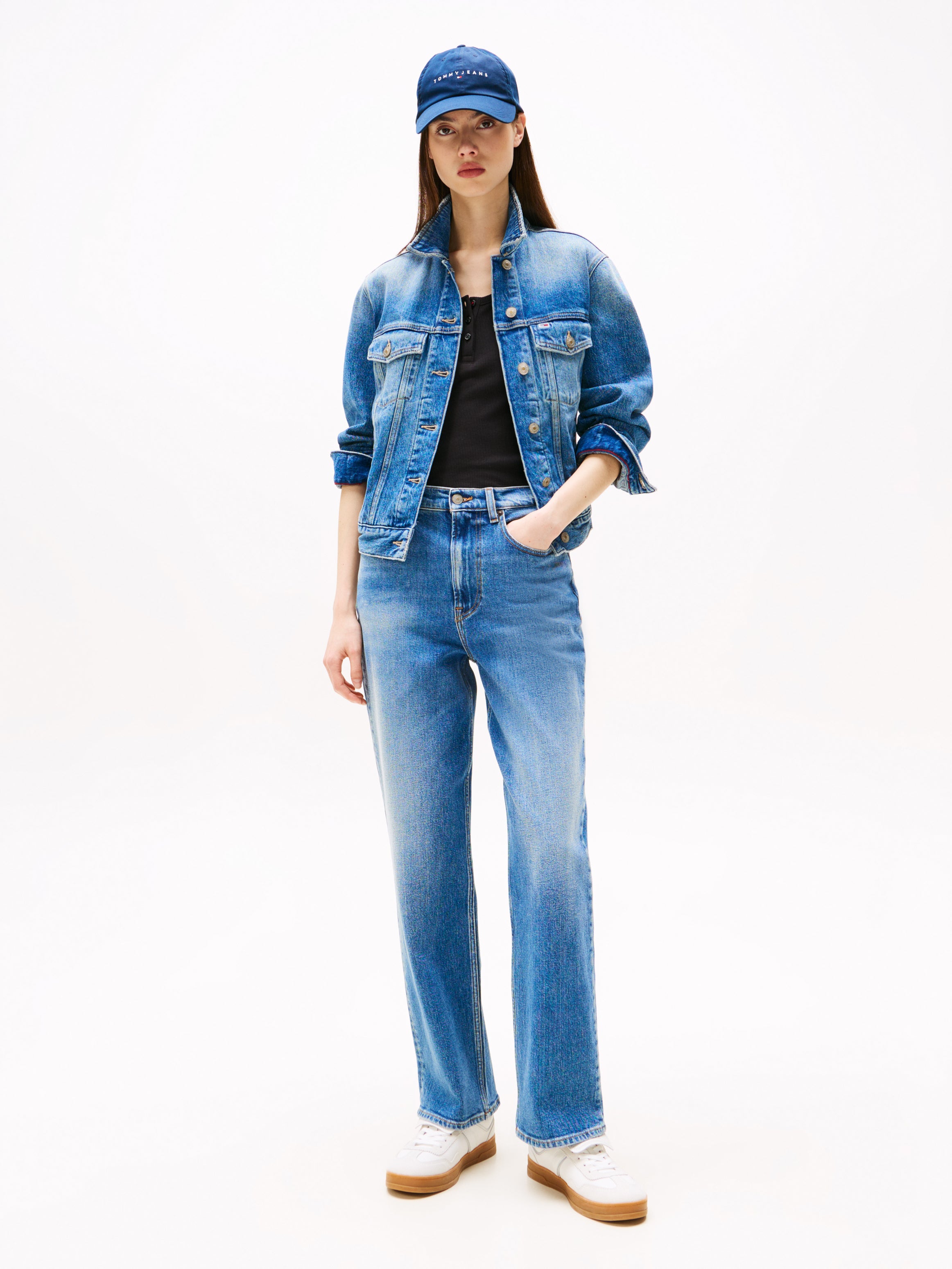 Tommy Jeans Layla High Rise Slim Straight Jeans, Denim Medium - McElhinneys