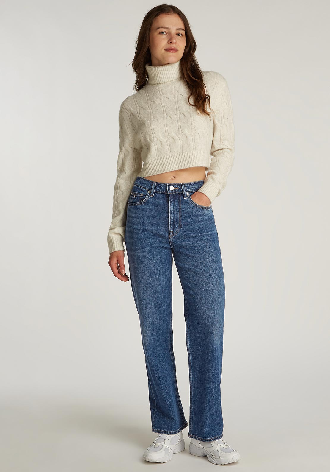 Tommy Jeans Layla High Rise Slim Straight Leg Jeans, Blue - McElhinneys