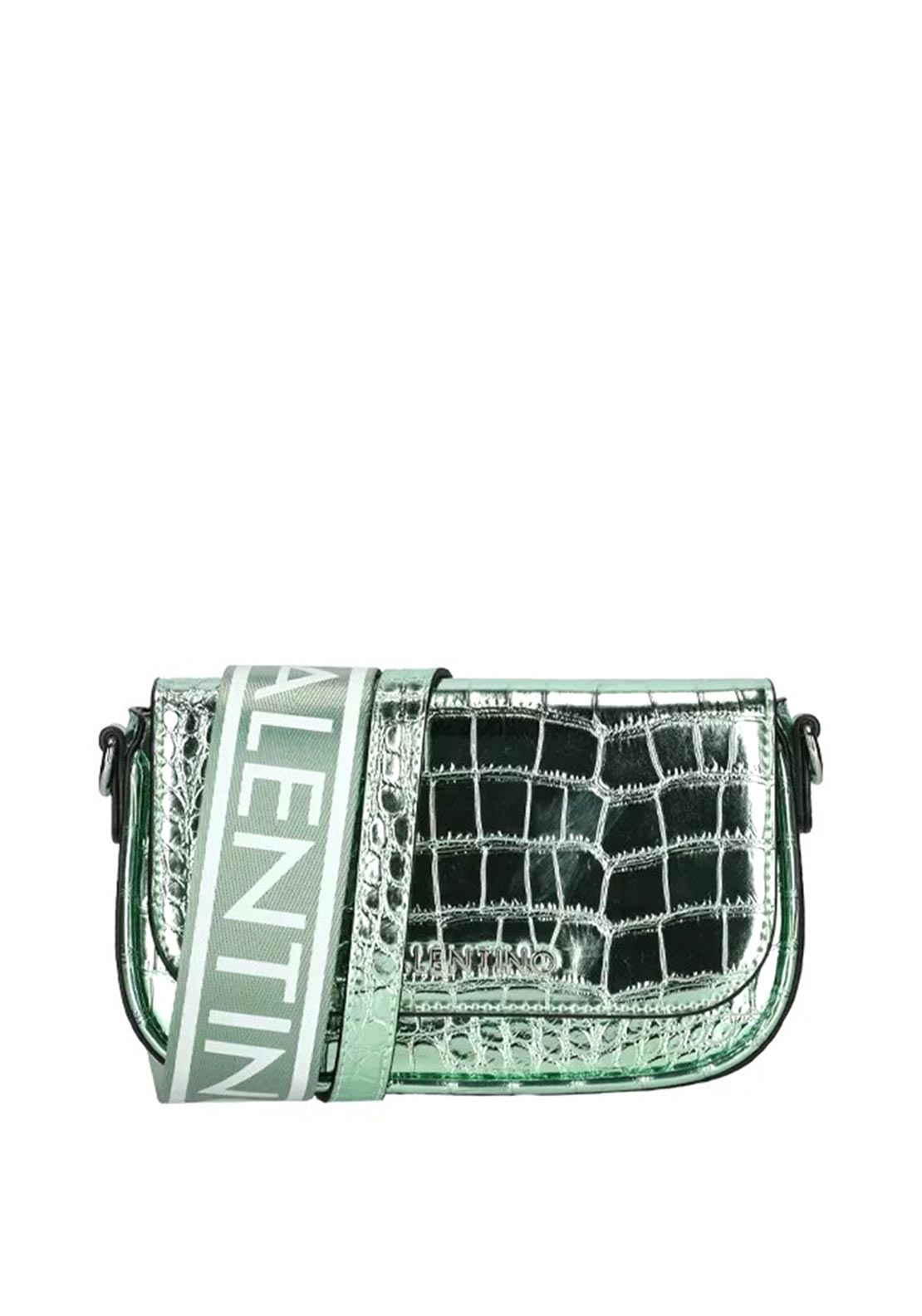 Valentino Miramar Croc Crossbody Bag, Metallic Green - McElhinneys