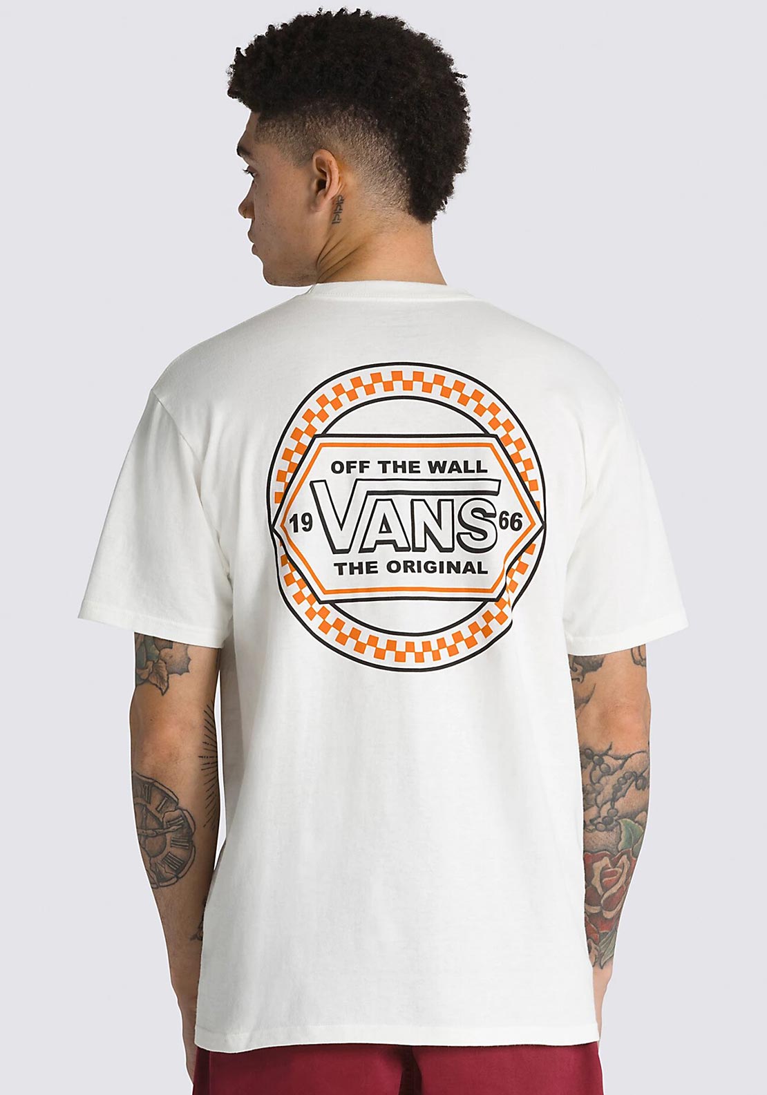 Vans Circle Checker Drop V T-Shirt, Marshmallow - McElhinneys