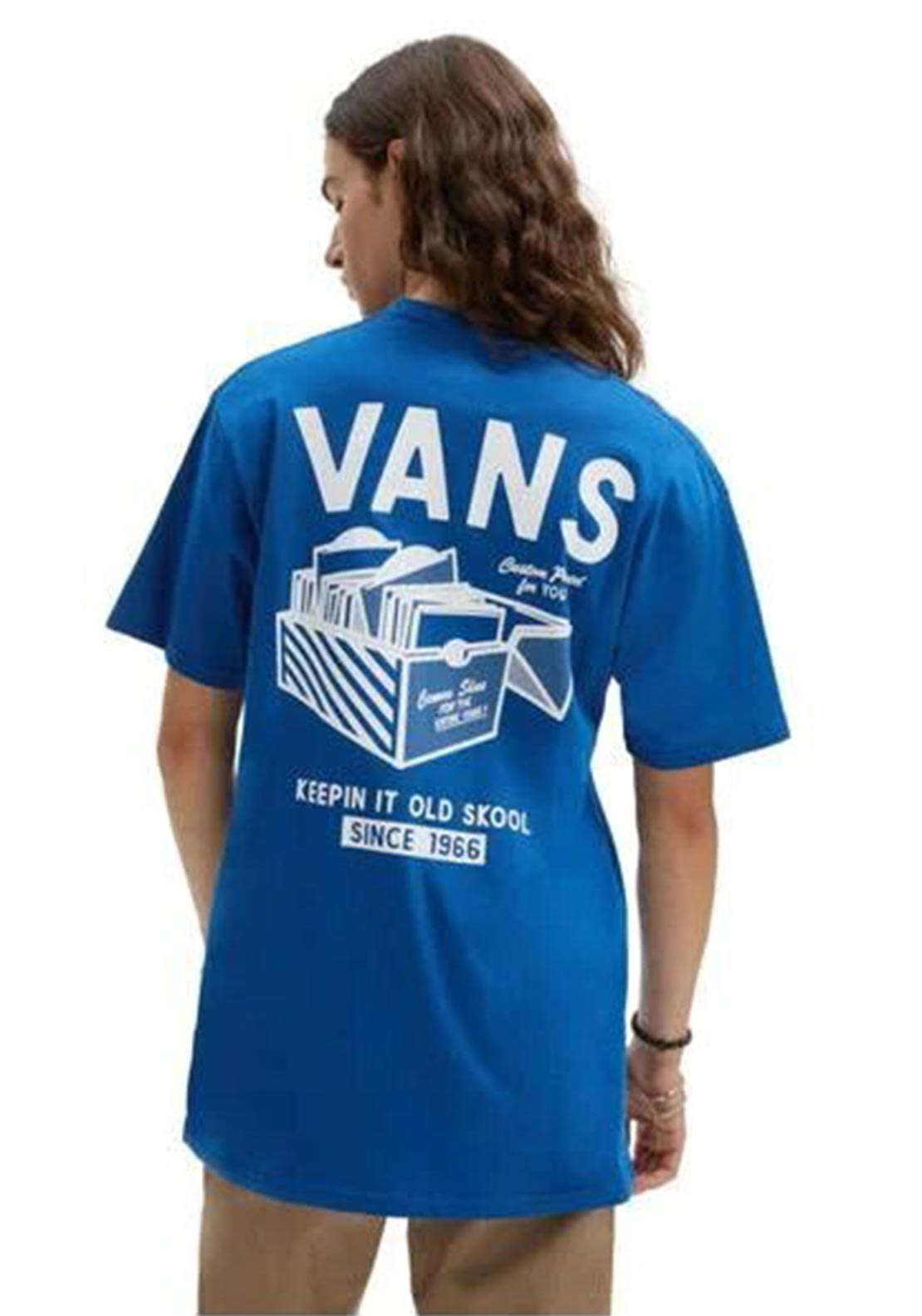 Vans Record Label Logo T-Shirt, True Blue - McElhinneys