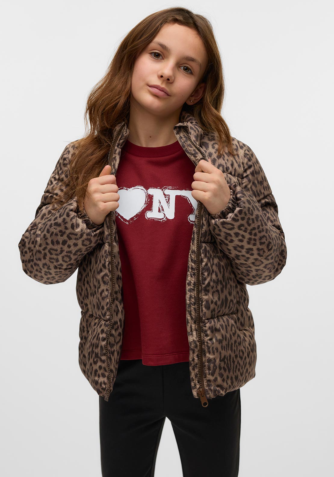 Vero Moda Girl Parda Animal Print Jacket, Brown - McElhinneys