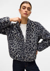 Vero Moda Leopard Print Faux Fur Short Jacket, Grey - McElhinneys