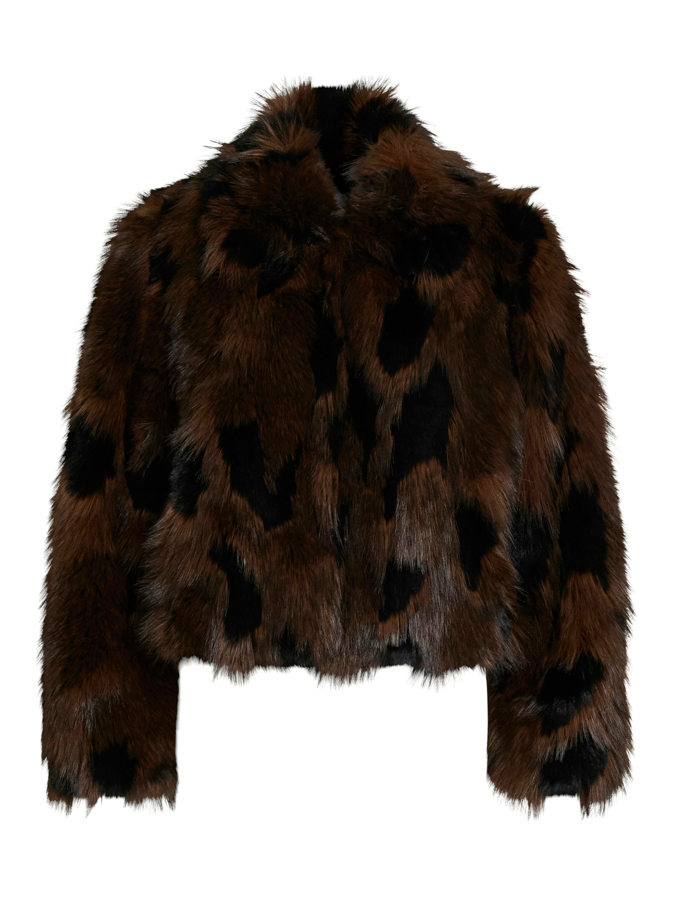 VILA Long Sleeve Faux Fur Jacket, Brown - McElhinneys