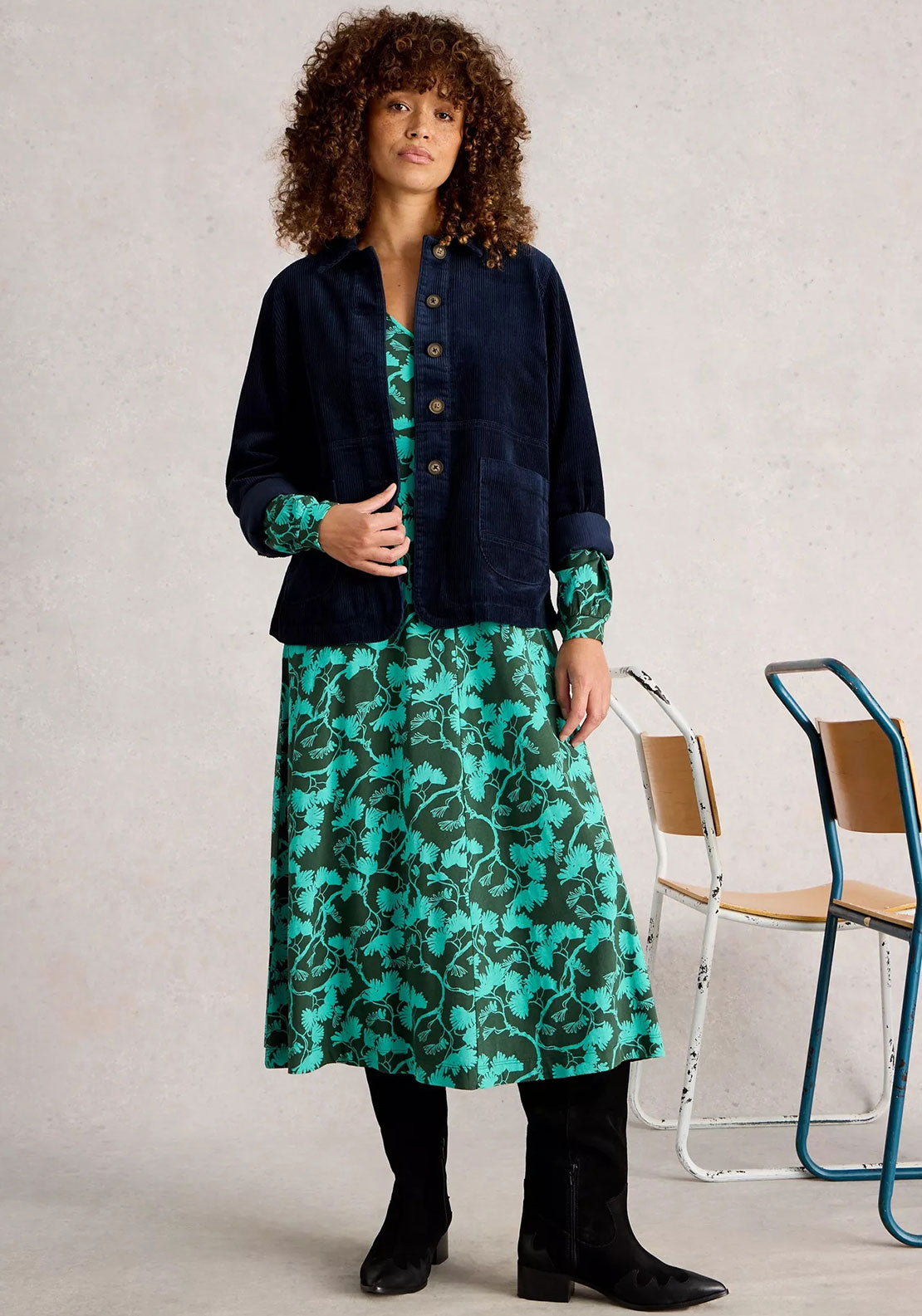 White Stuff Carrie Cord Jacket, Navy - McElhinneys