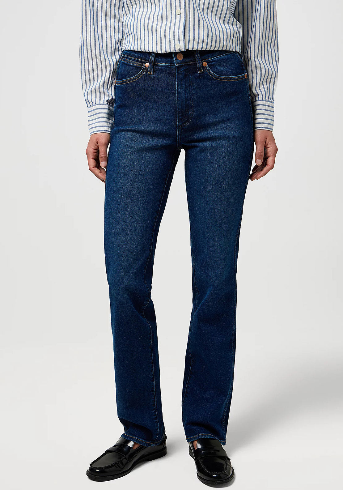 Wrangler Straight Mid Rise Jeans, Posh Parade Blue - McElhinneys