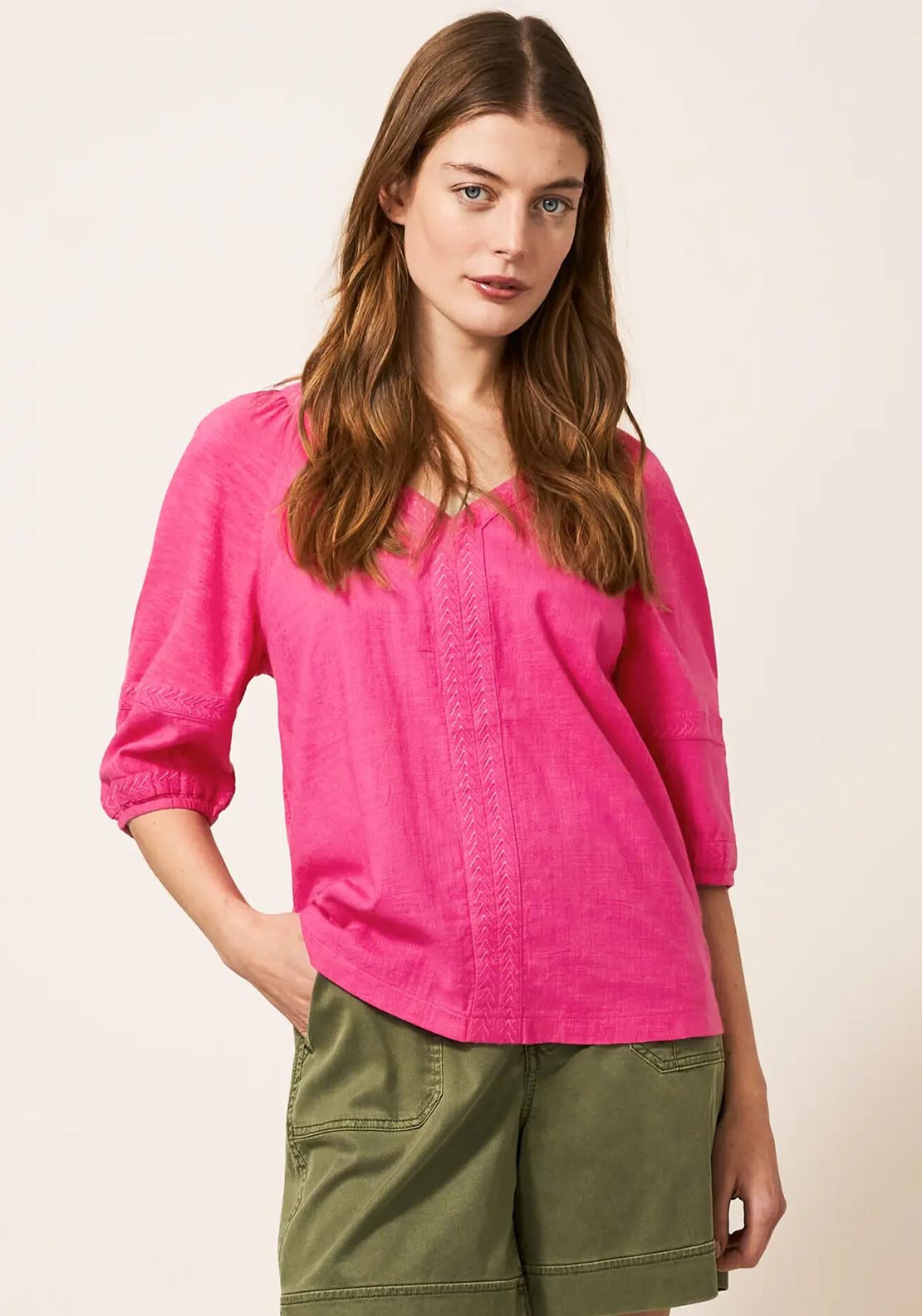 White Stuff Phoebe Tunic Top, Bright Pink - McElhinneys