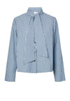 YAS Striped Bow Blouse, Blue - McElhinneys