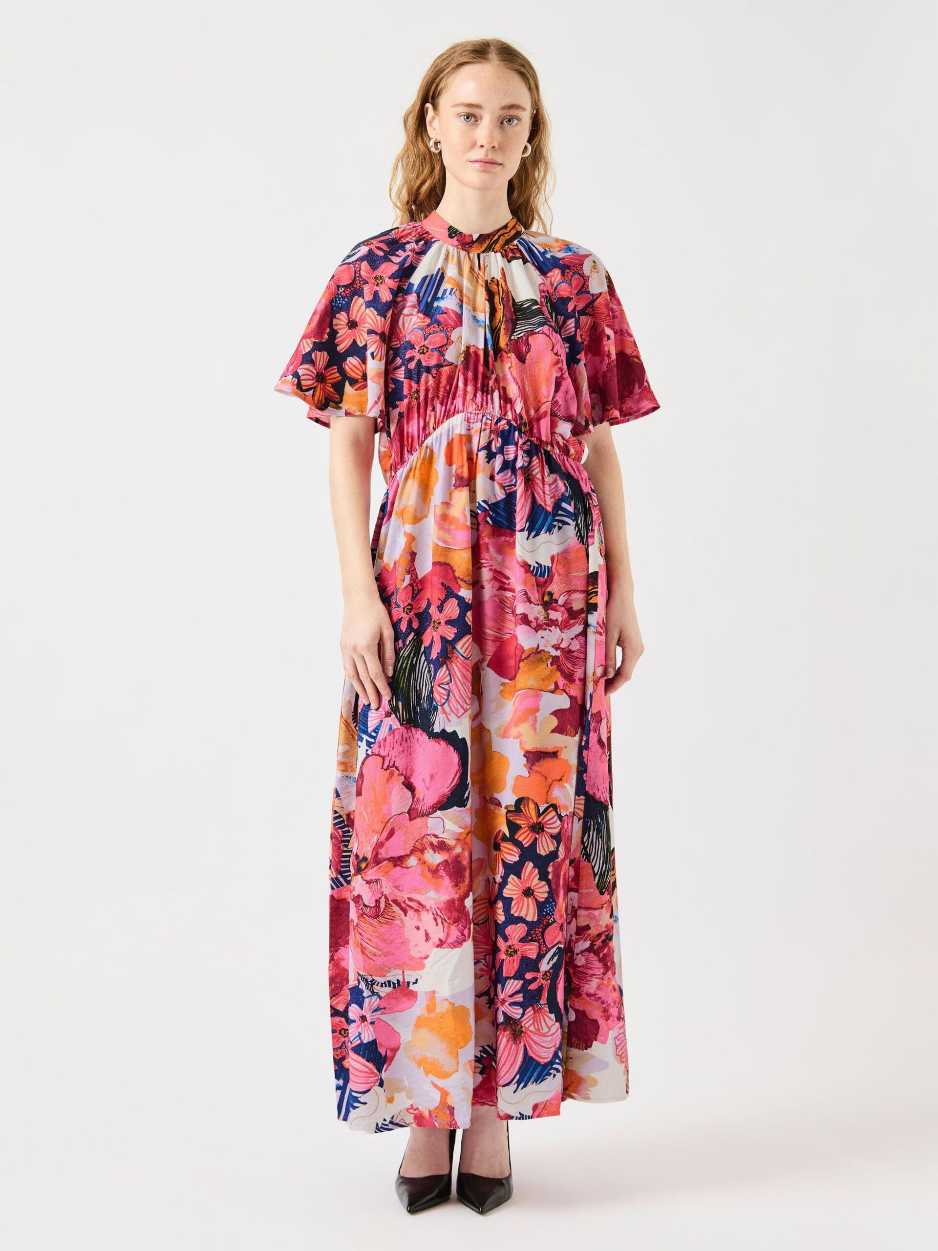 Y.A.S Delphi Floral Print Maxi Dress, Pink - McElhinneys
