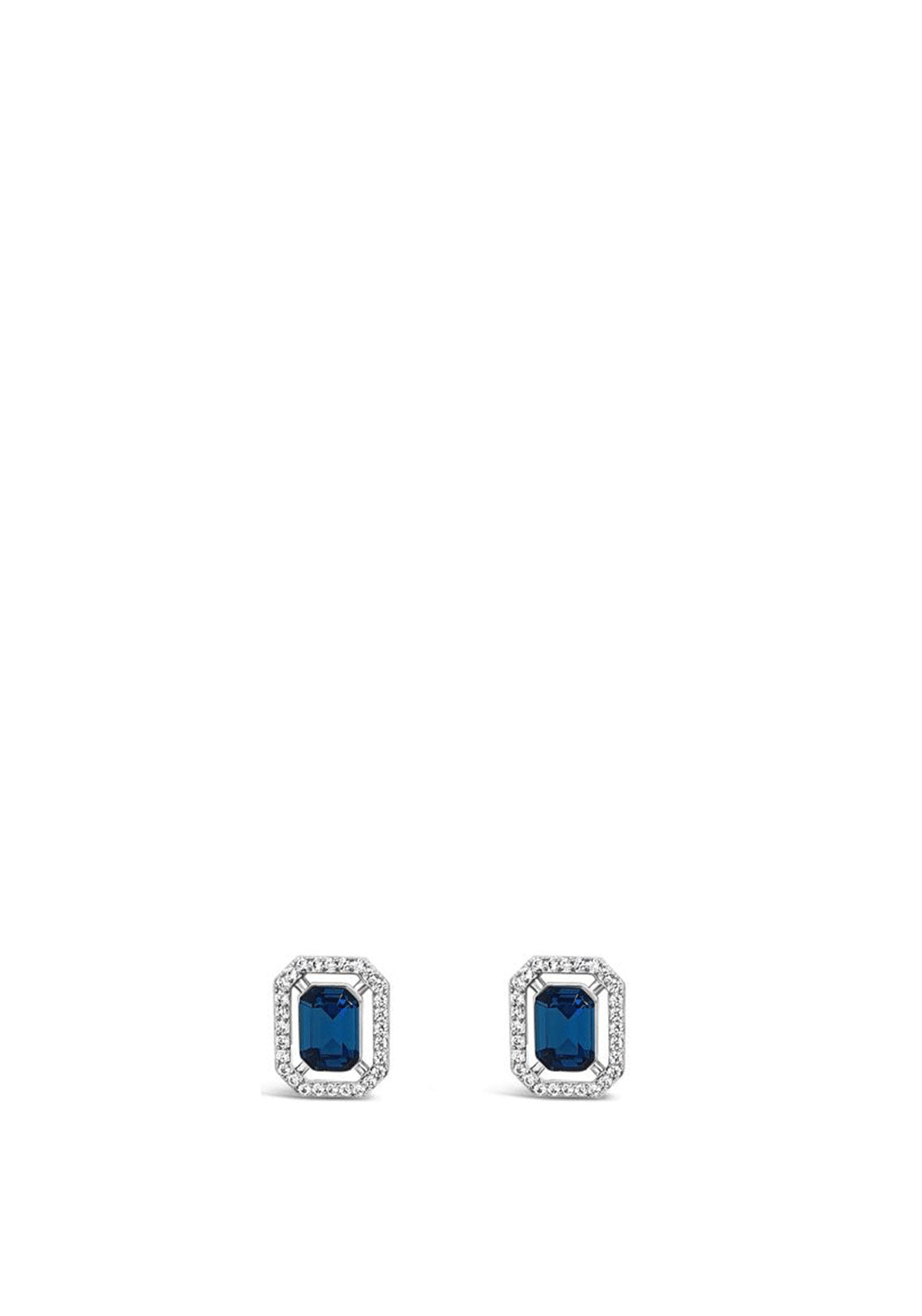 Absolute Sapphire Pavé Halo Stud Earrings, Silver - McElhinneys