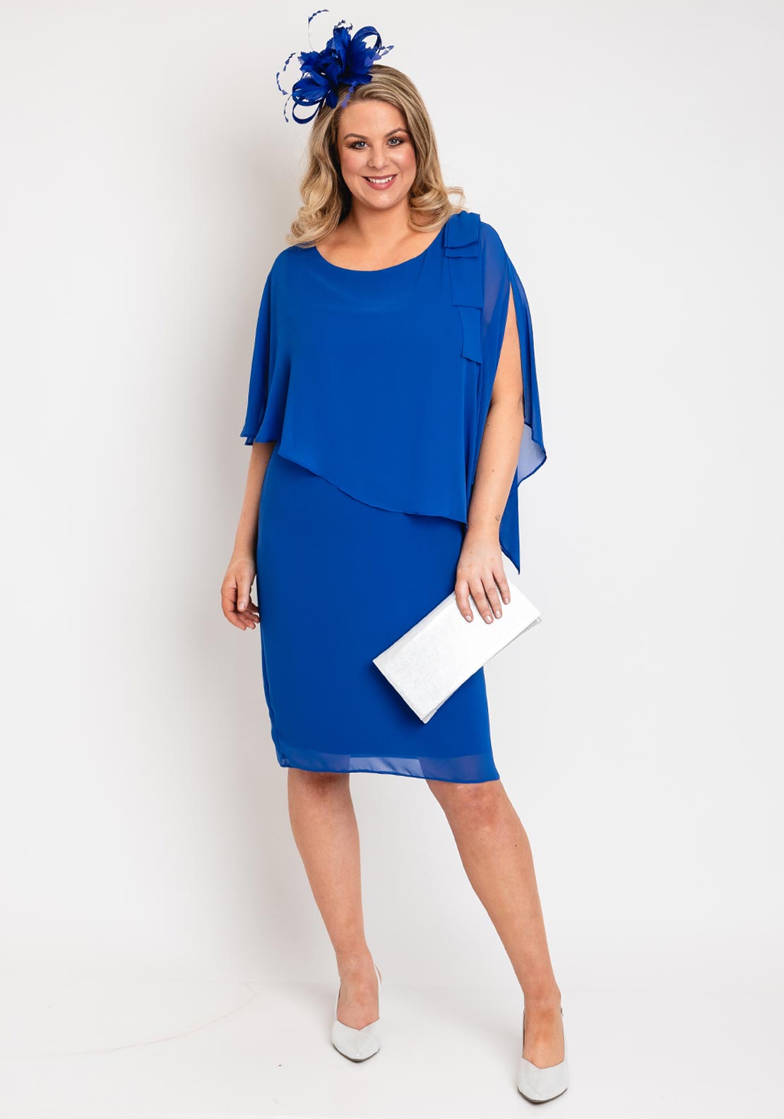 Allison Chiffon Overlay Midi Dress, Royal Blue - McElhinneys