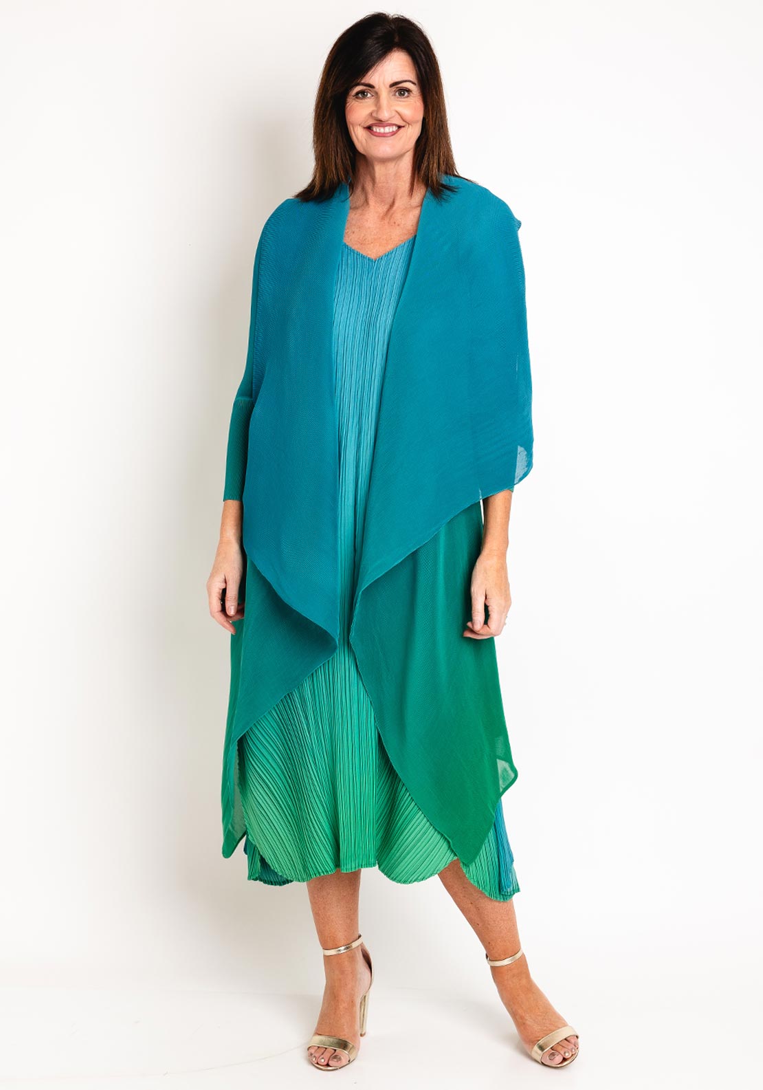 Alquema One Size Ombre Chiffon Dress & Jacket, Biscay Fern - McElhinneys