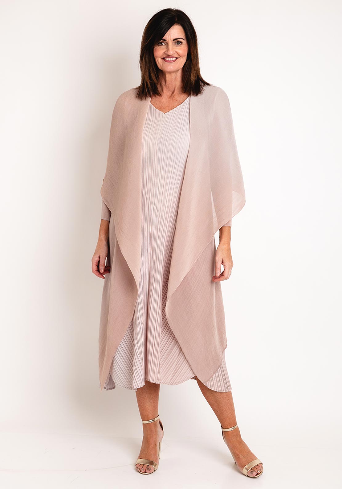 Alquema One Size Ombre Chiffon Dress & Jacket, Silver Sand - McElhinneys