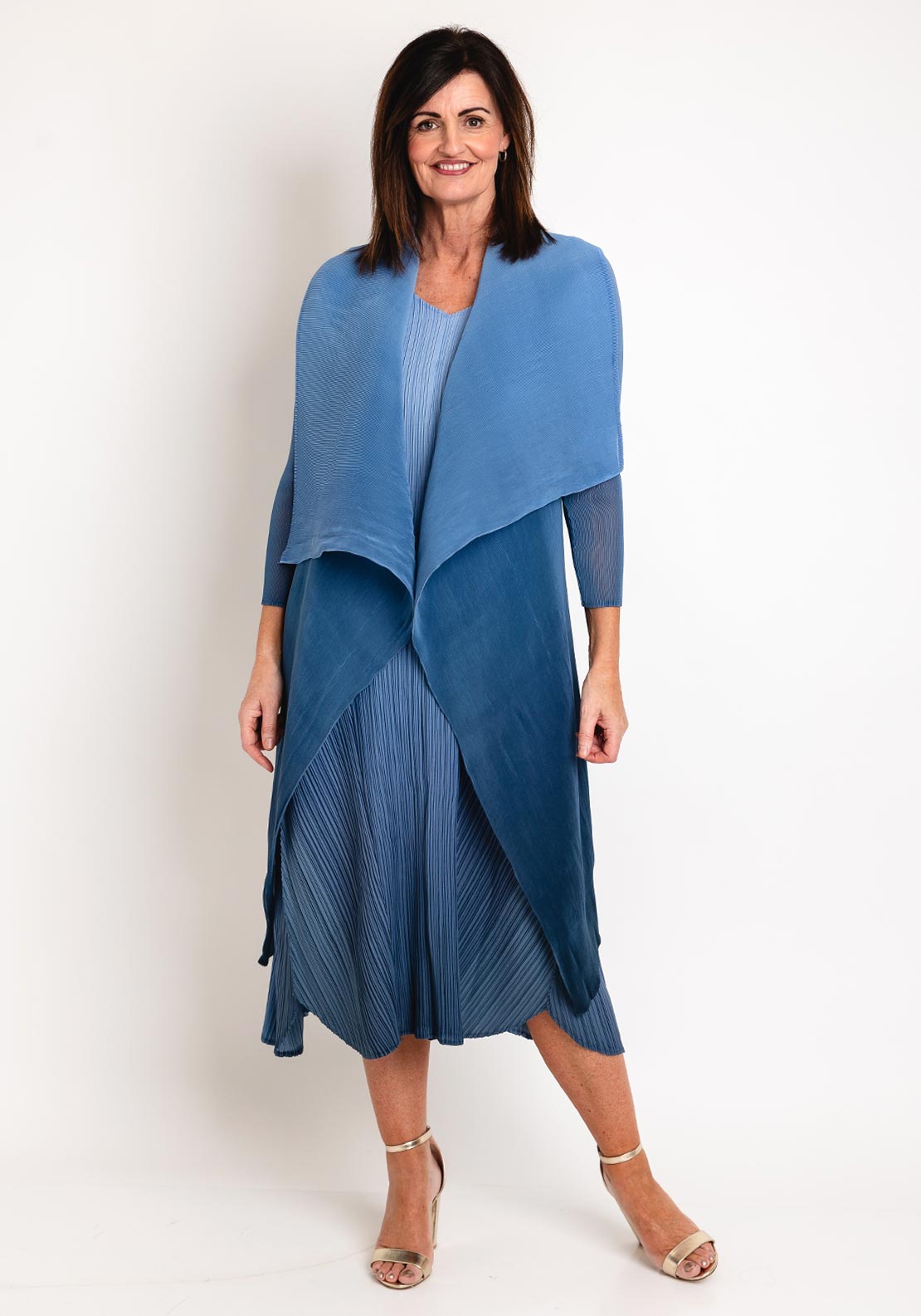 Alquema One Size Ombre Chiffon Dress & Jacket, Sky Indigo - McElhinneys