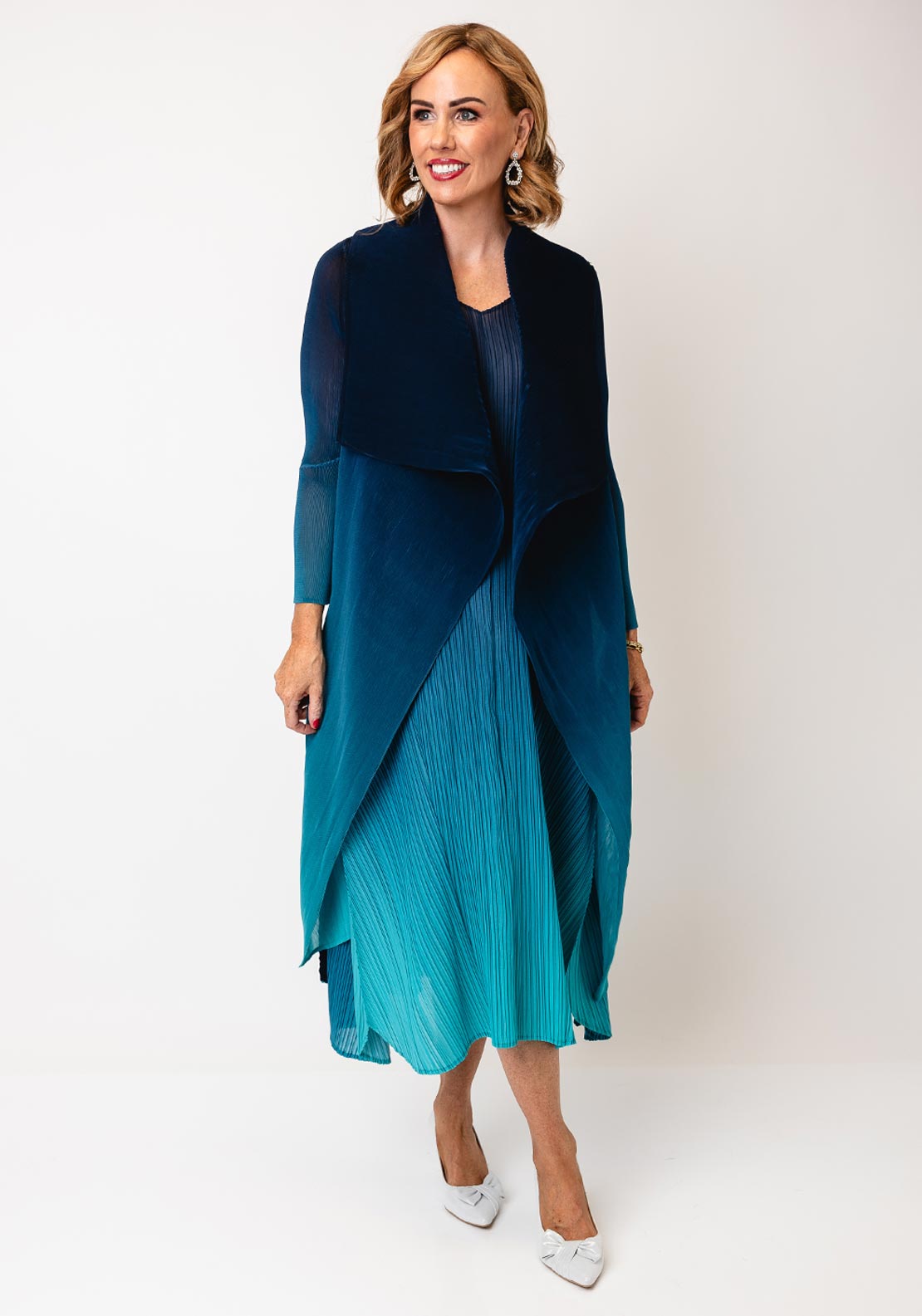 Alquema One Size Ombre Chiffon Dress & Jacket, Navy - McElhinneys
