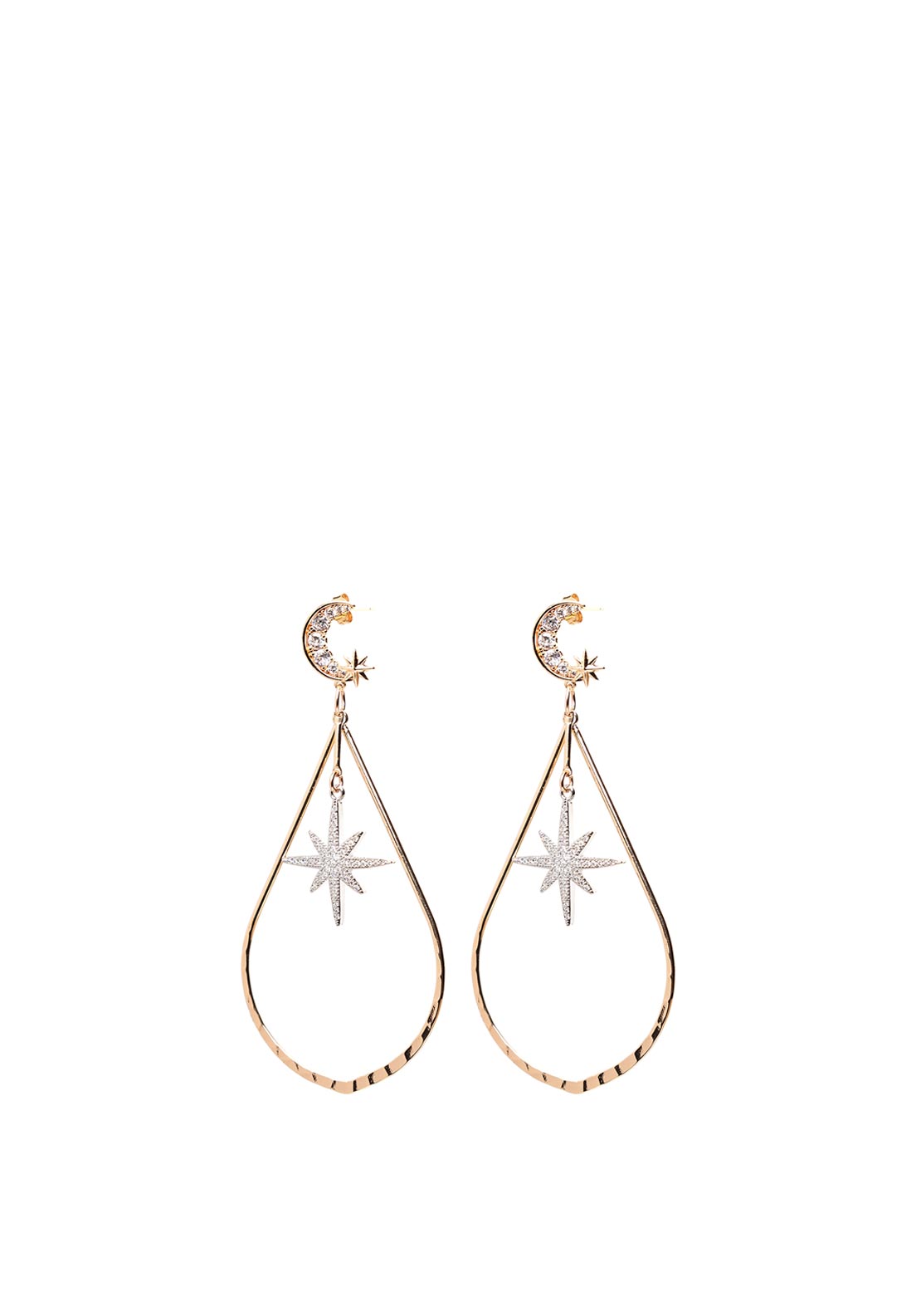 Angela D’Arcy Teardrop Silver Shooting Star Earrings, Gold - McElhinneys