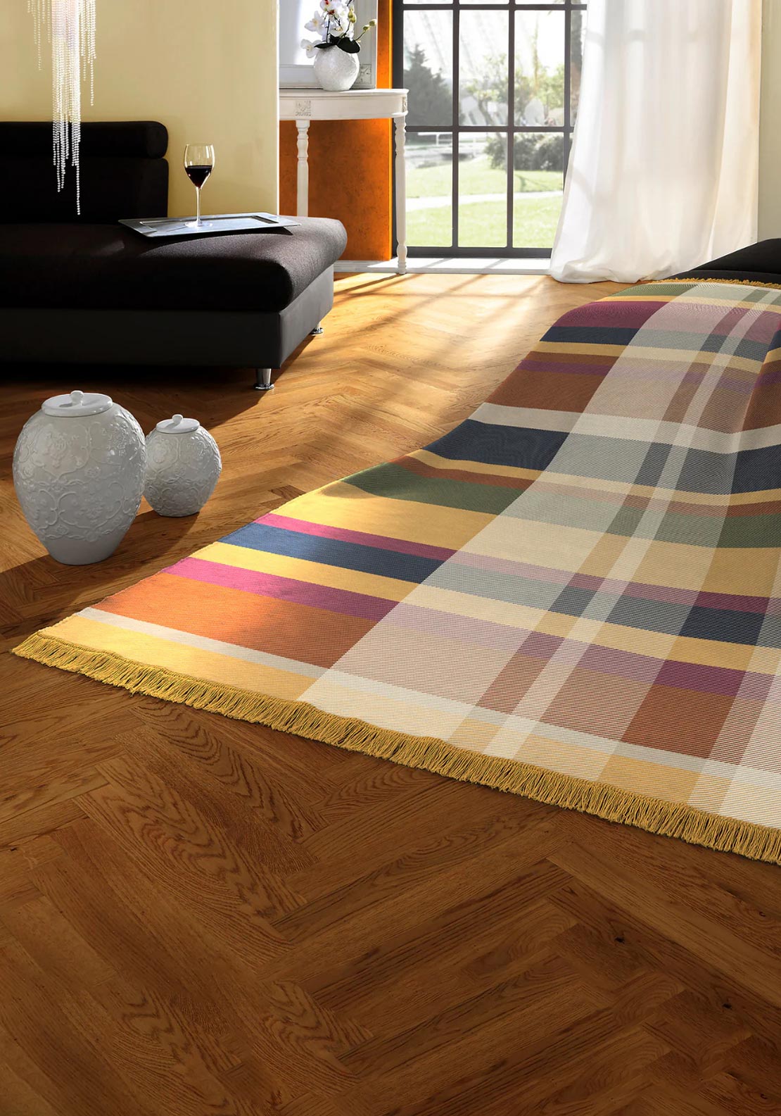 Biederlack Panel Check 140x180cm Throw, Multicoloured - McElhinneys