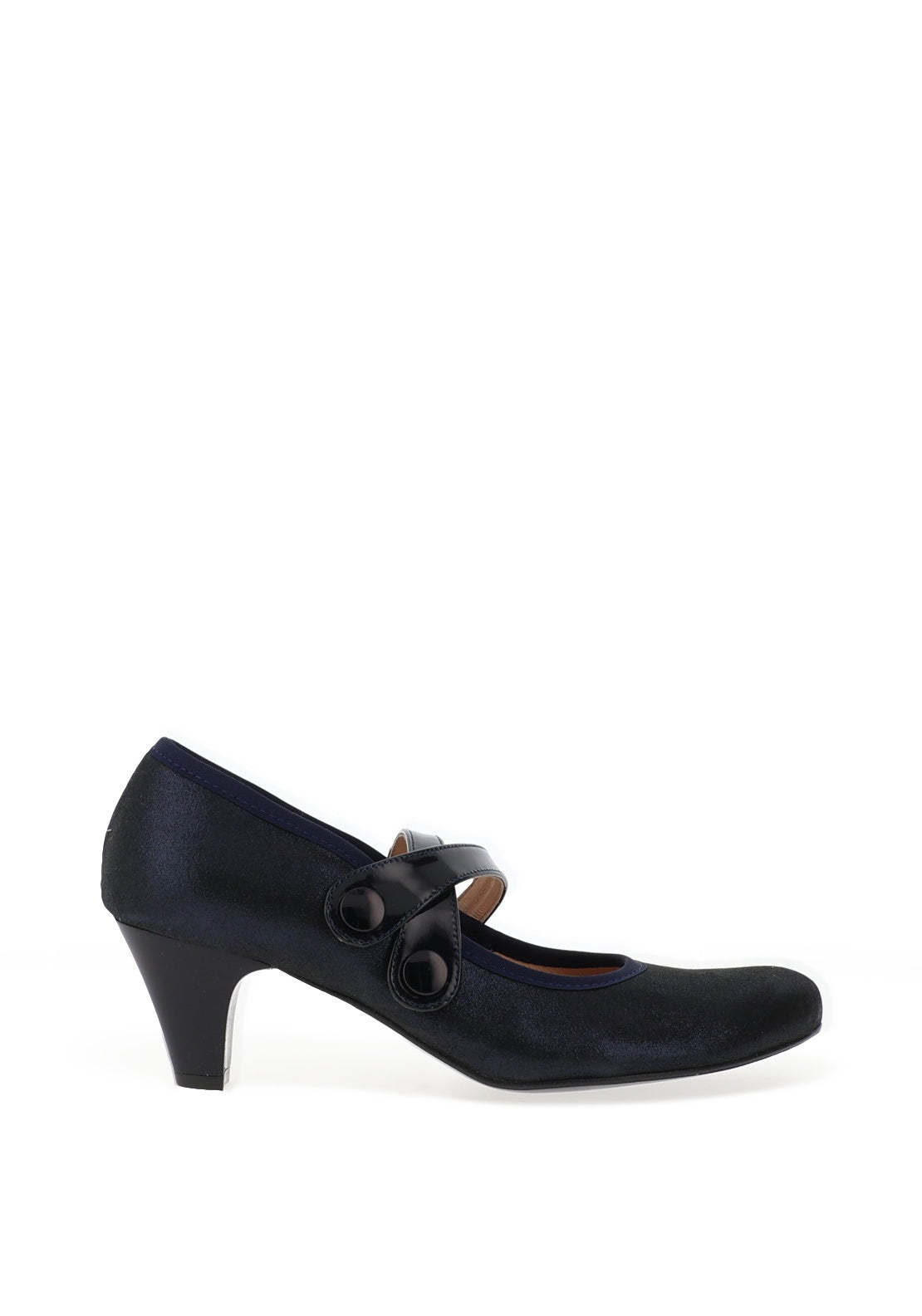 Bioeco by Arka Wide Fit Leather Double Strap Heeled Shoe, Navy ...