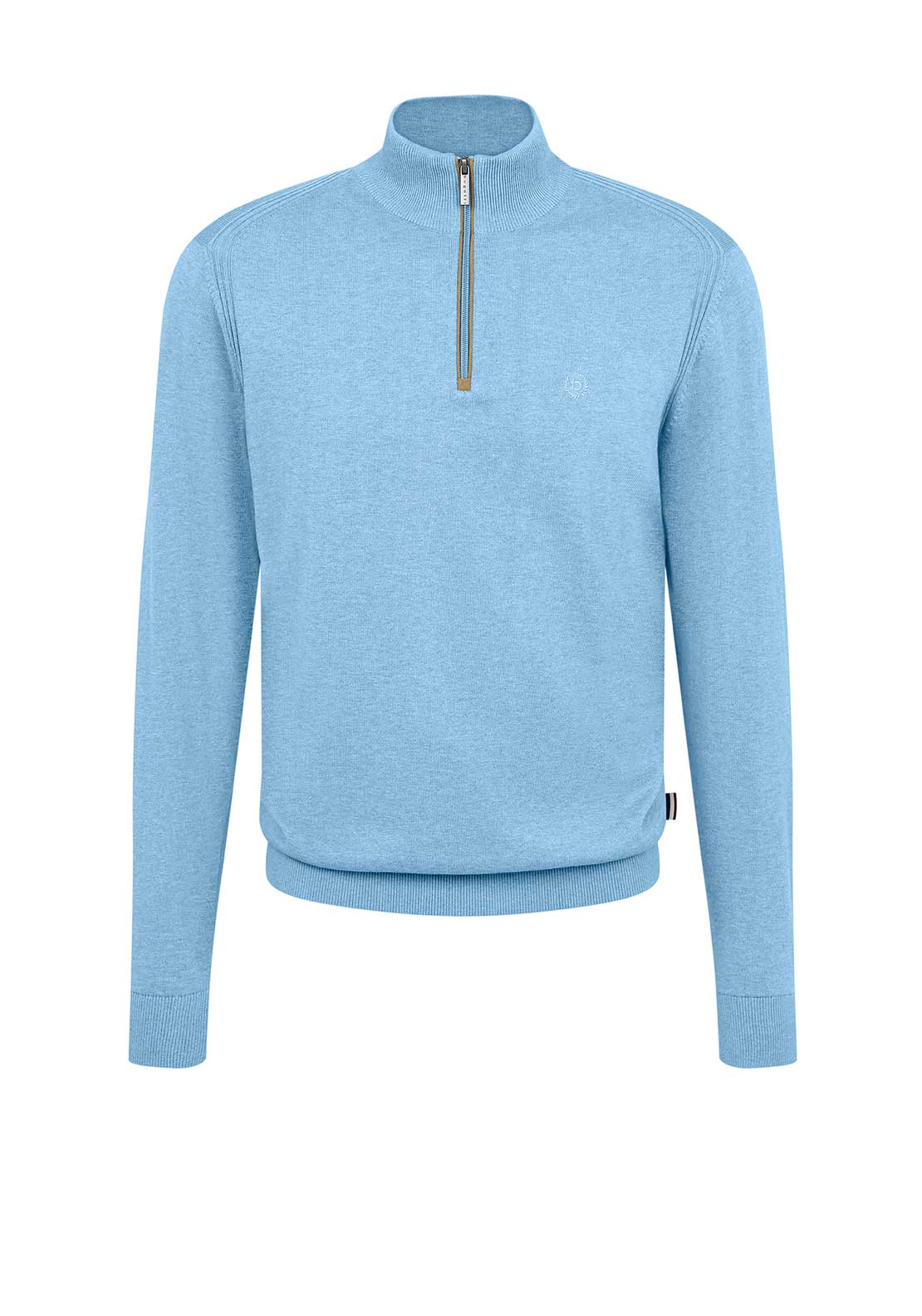 Bugatti Quarter Zip Woven Knit Sweater, Blue - McElhinneys