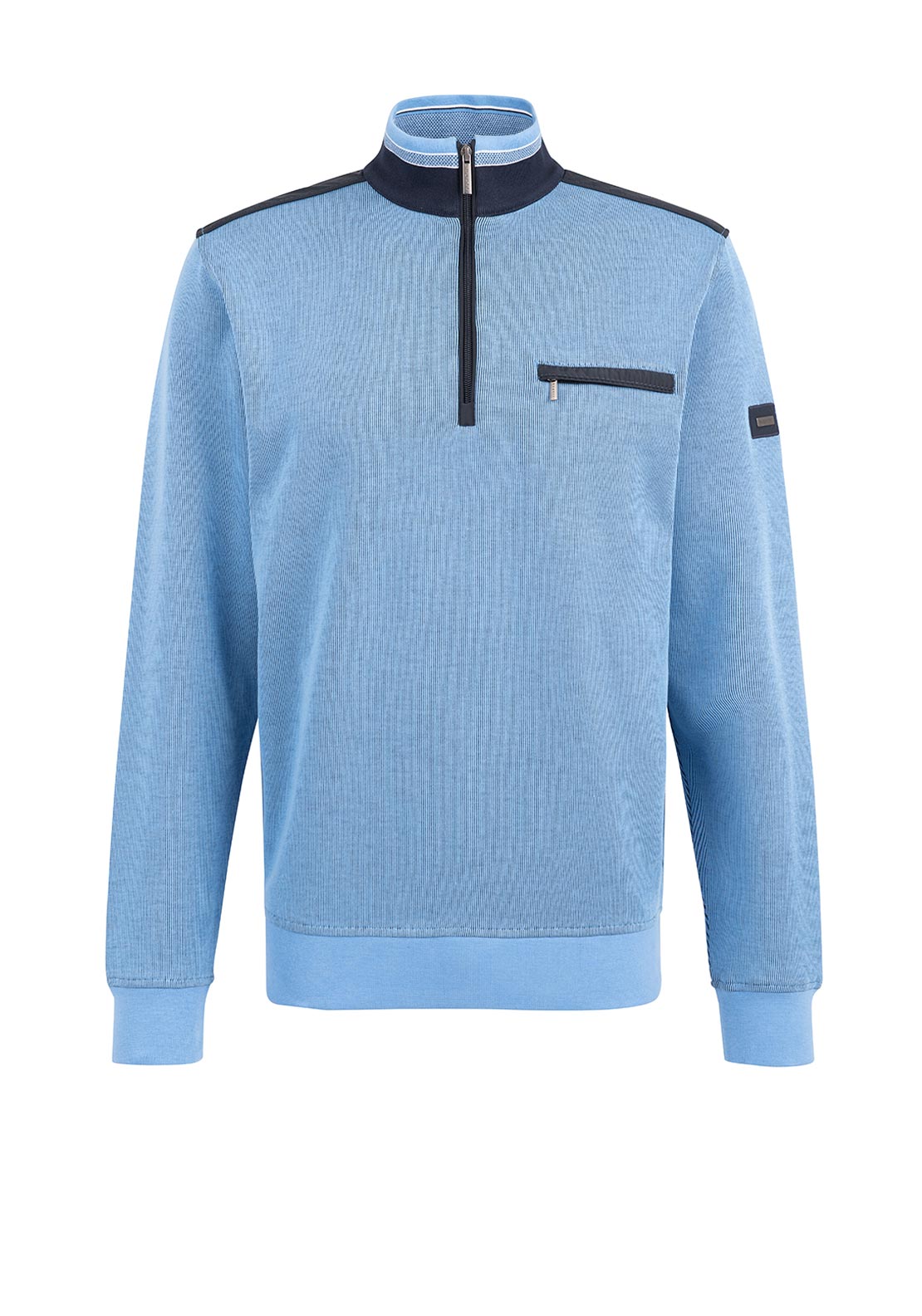 Bugatti Quarter Zip Contrast Trim Sweatshirt, Blue & Navy - McElhinneys