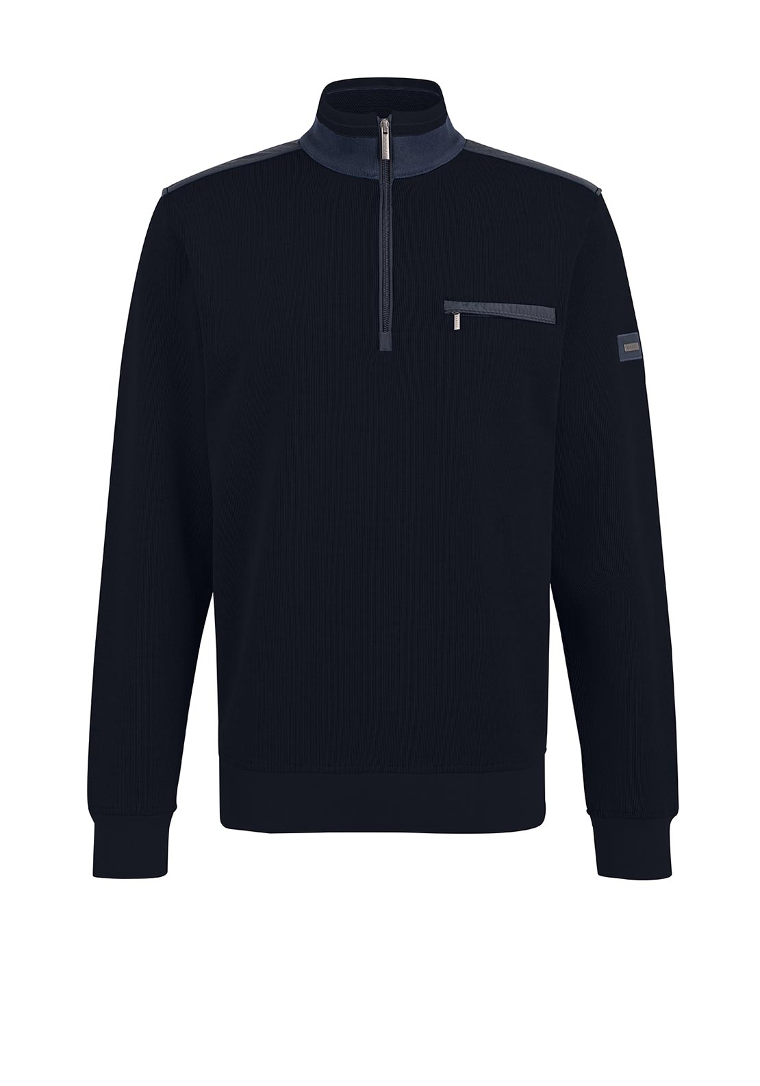 Bugatti Quarter Zip Contrast Trim Sweatshirt, Navy & Grey - McElhinneys