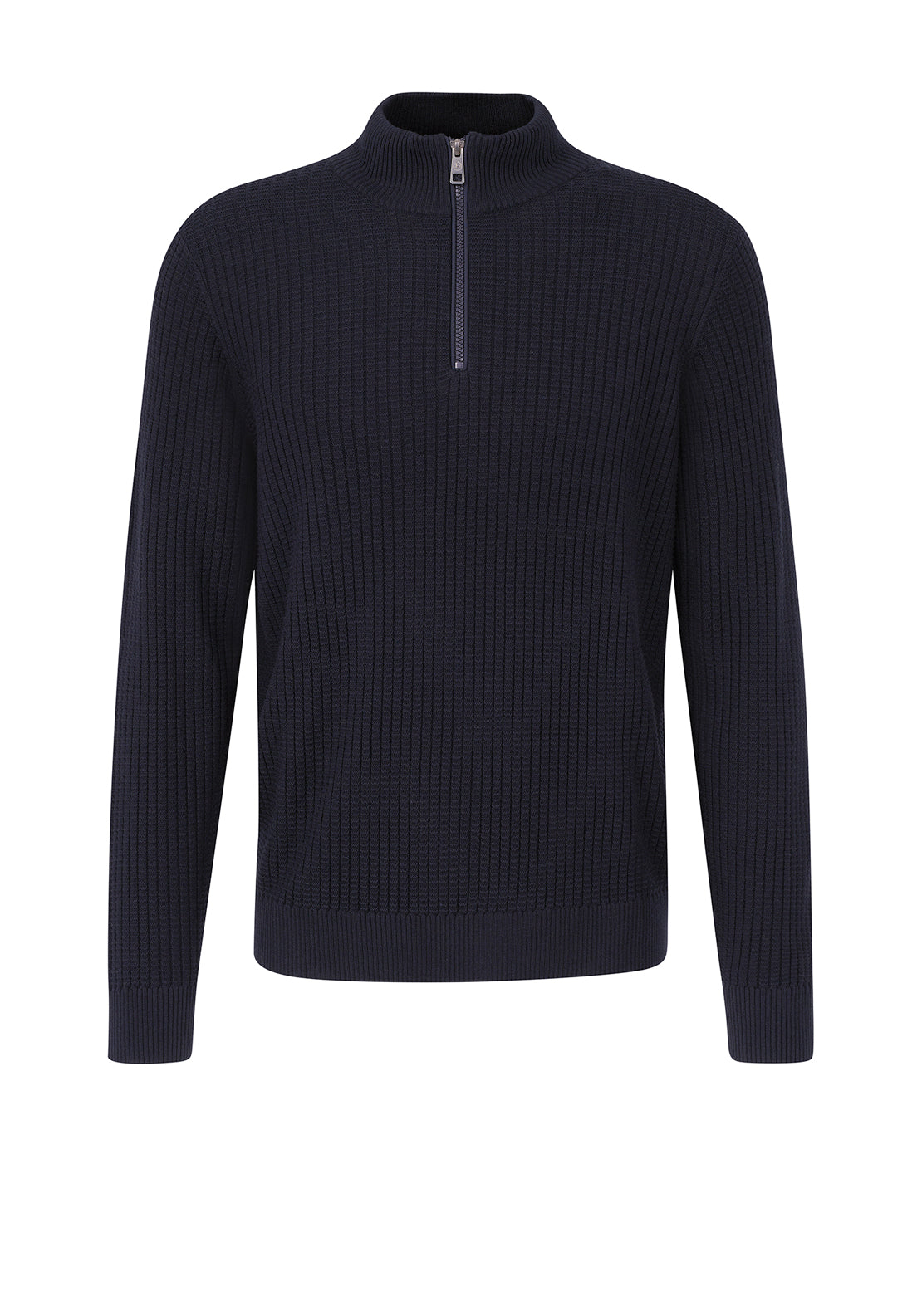 Bugatti Waffle Knit Quarter Zip Sweater, Navy - McElhinneys