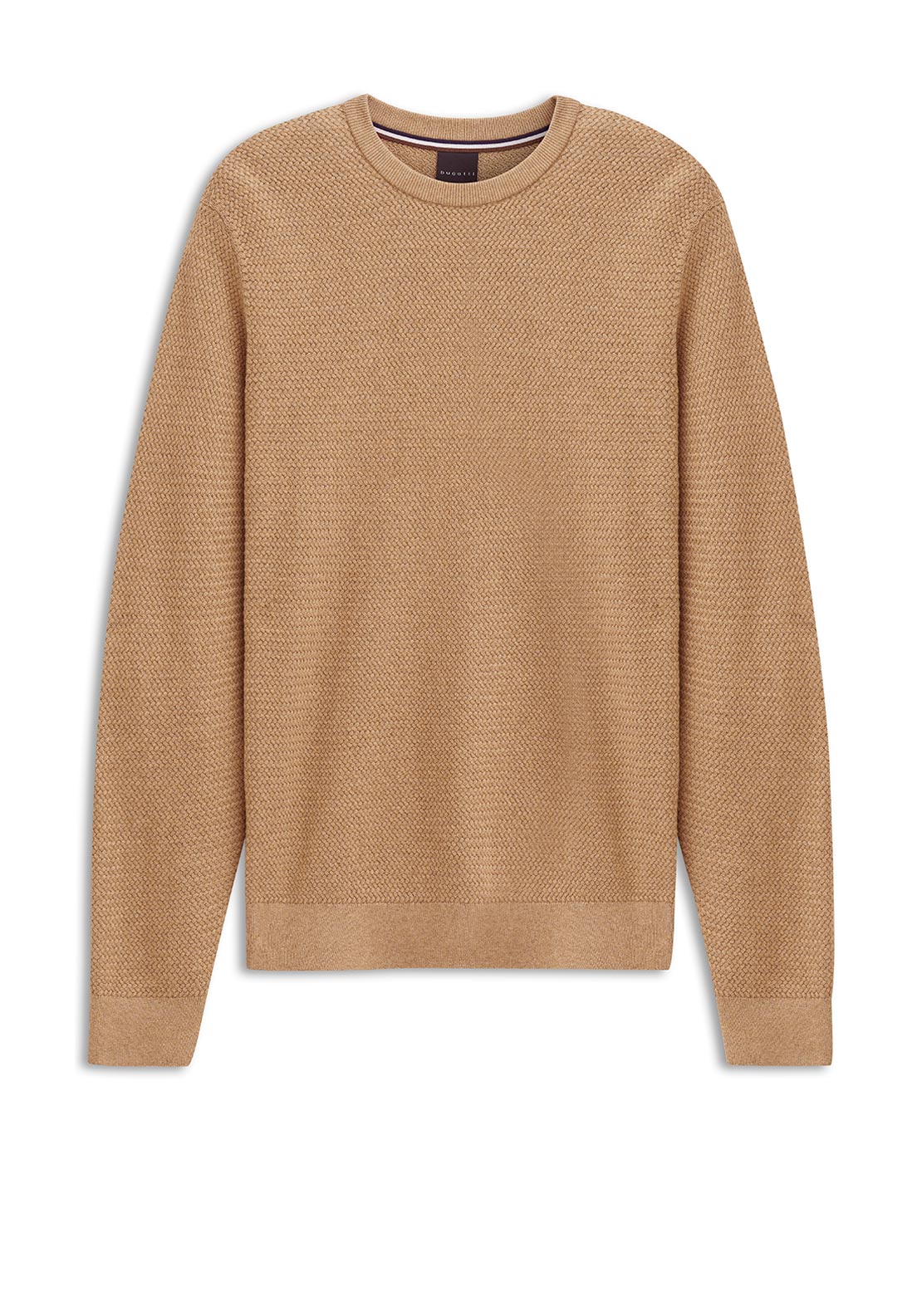 Bugatti Braided Knit Crew Neck Sweater, Beige - McElhinneys