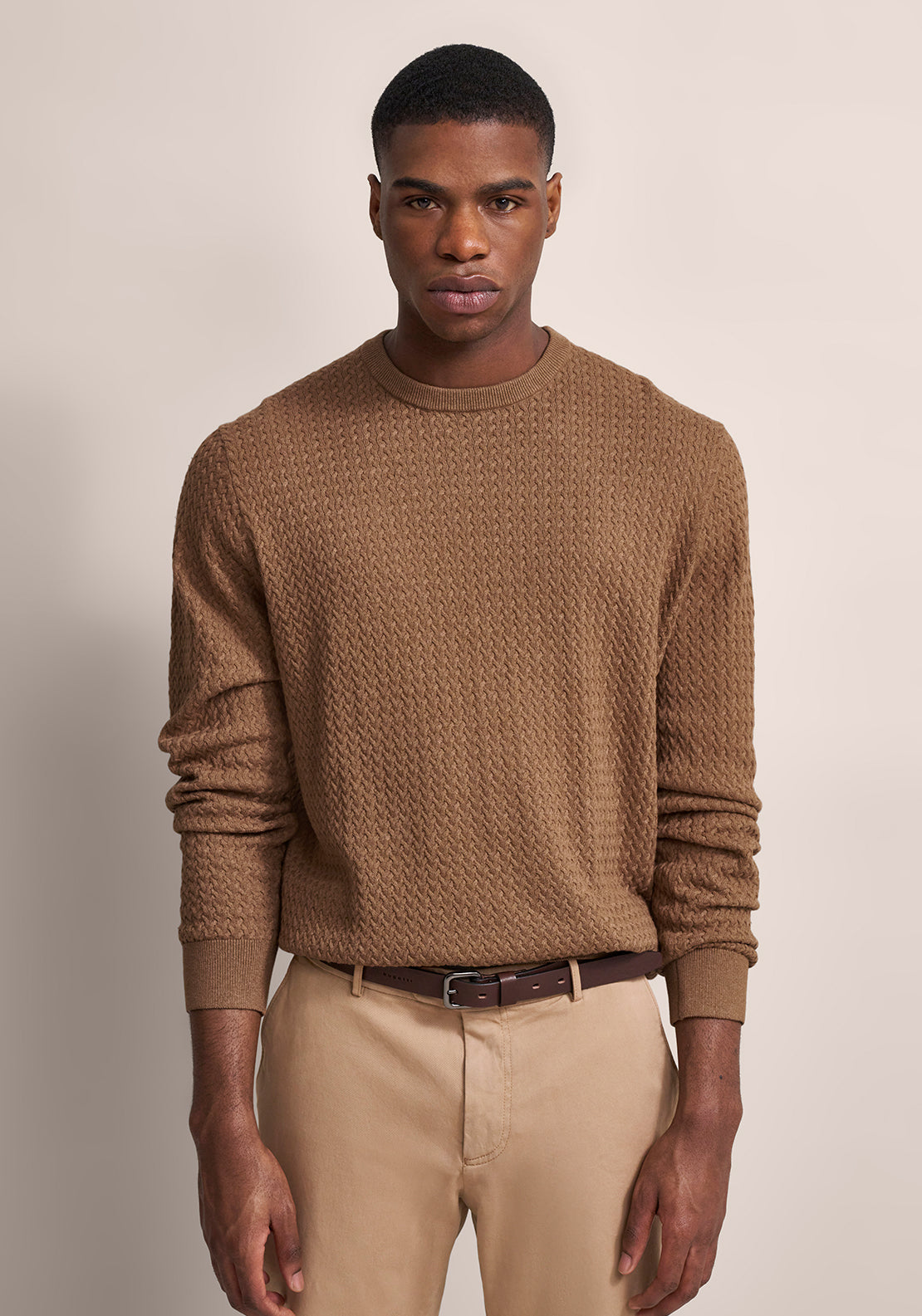 Bugatti Cable Knit Sweater, Camel - McElhinneys