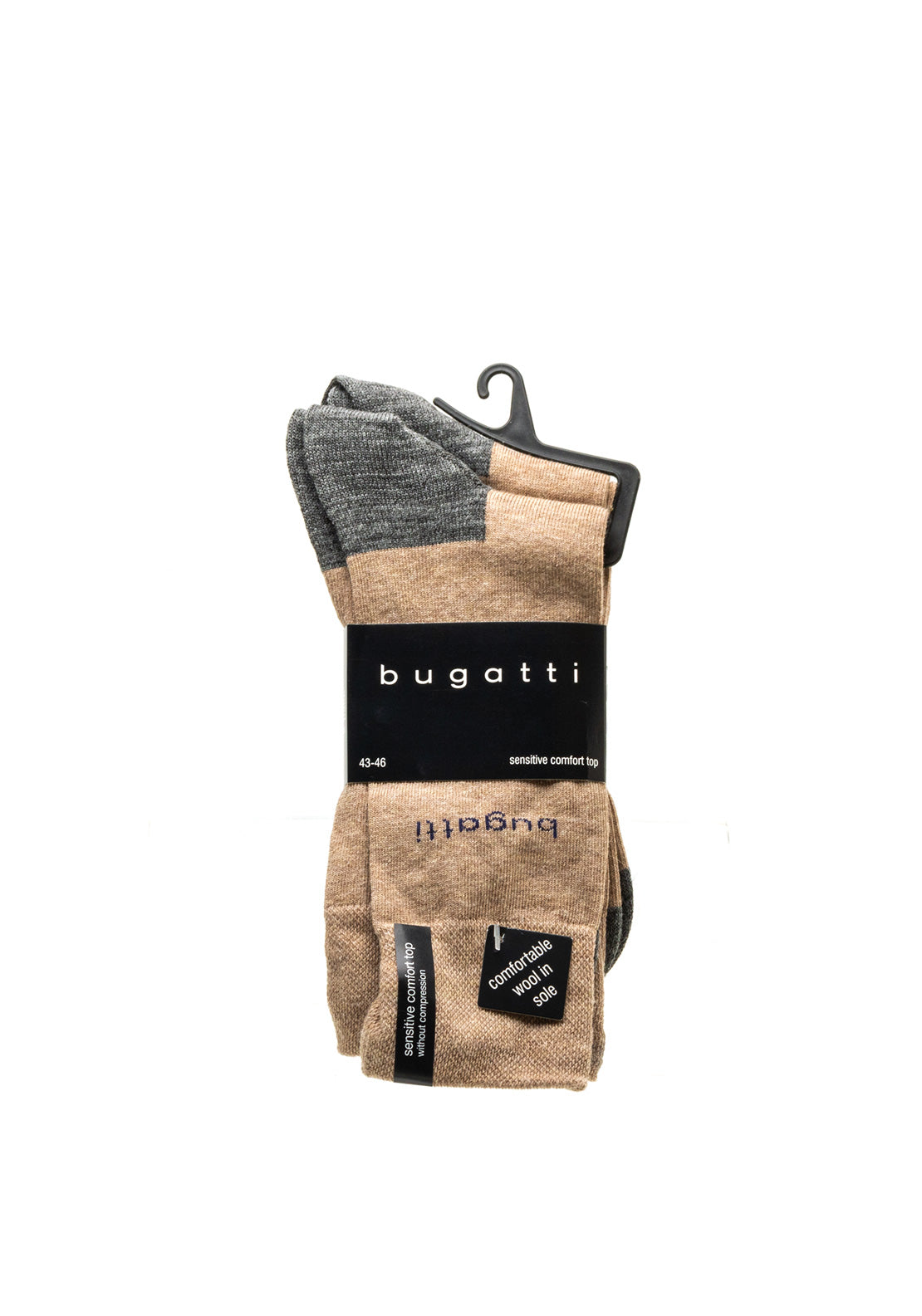 Bugatti 2 Pack Contrast Socks, Beige & Grey - McElhinneys