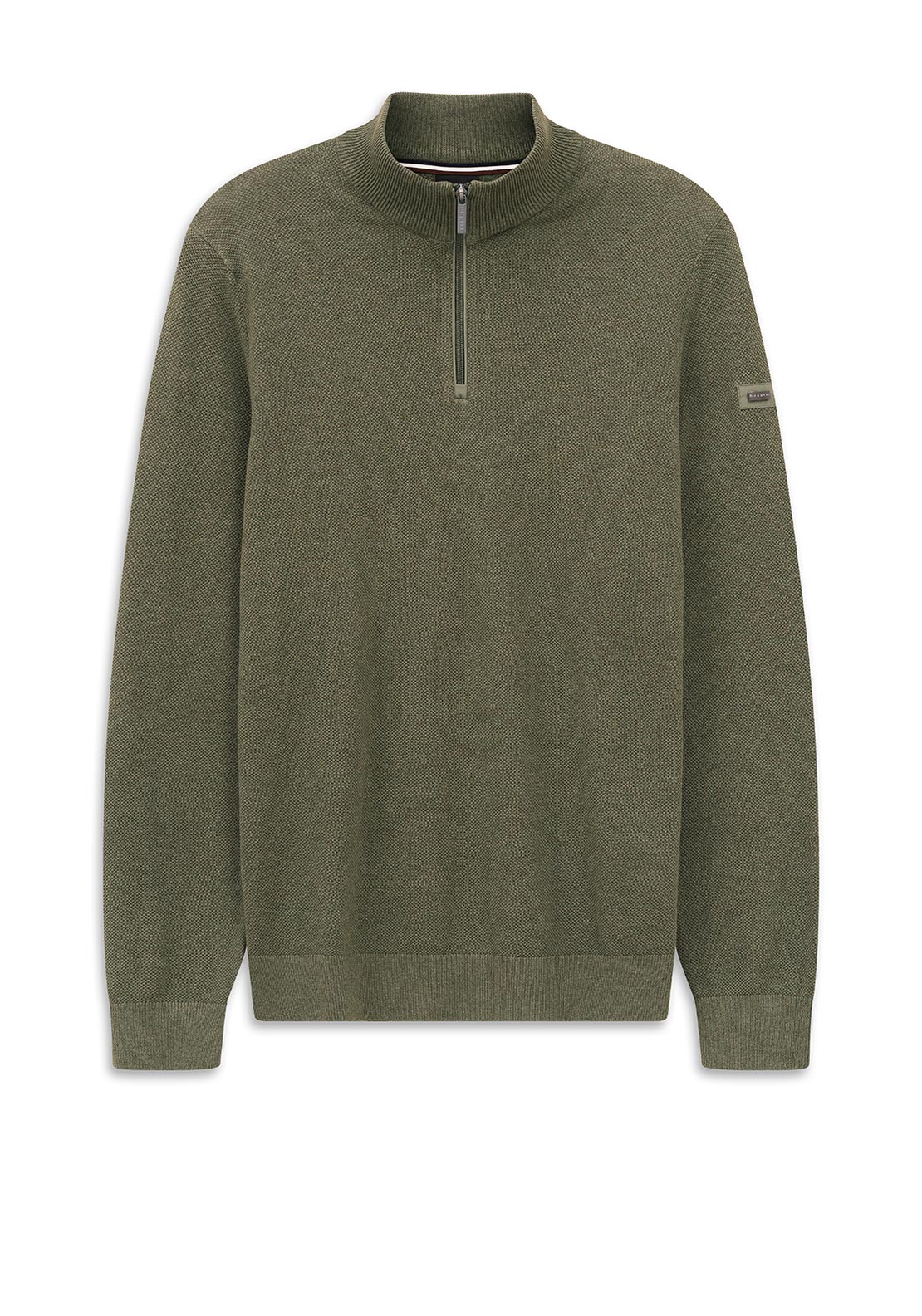 Bugatti Birdeye Knit Quarter Zip Sweater, Green - McElhinneys