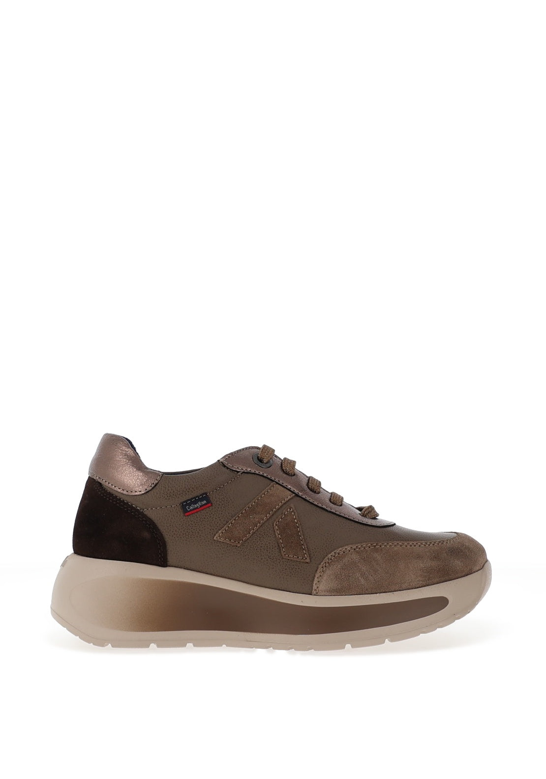 CallagHan Mixed Leather Wedge Trainers, Brown - McElhinneys