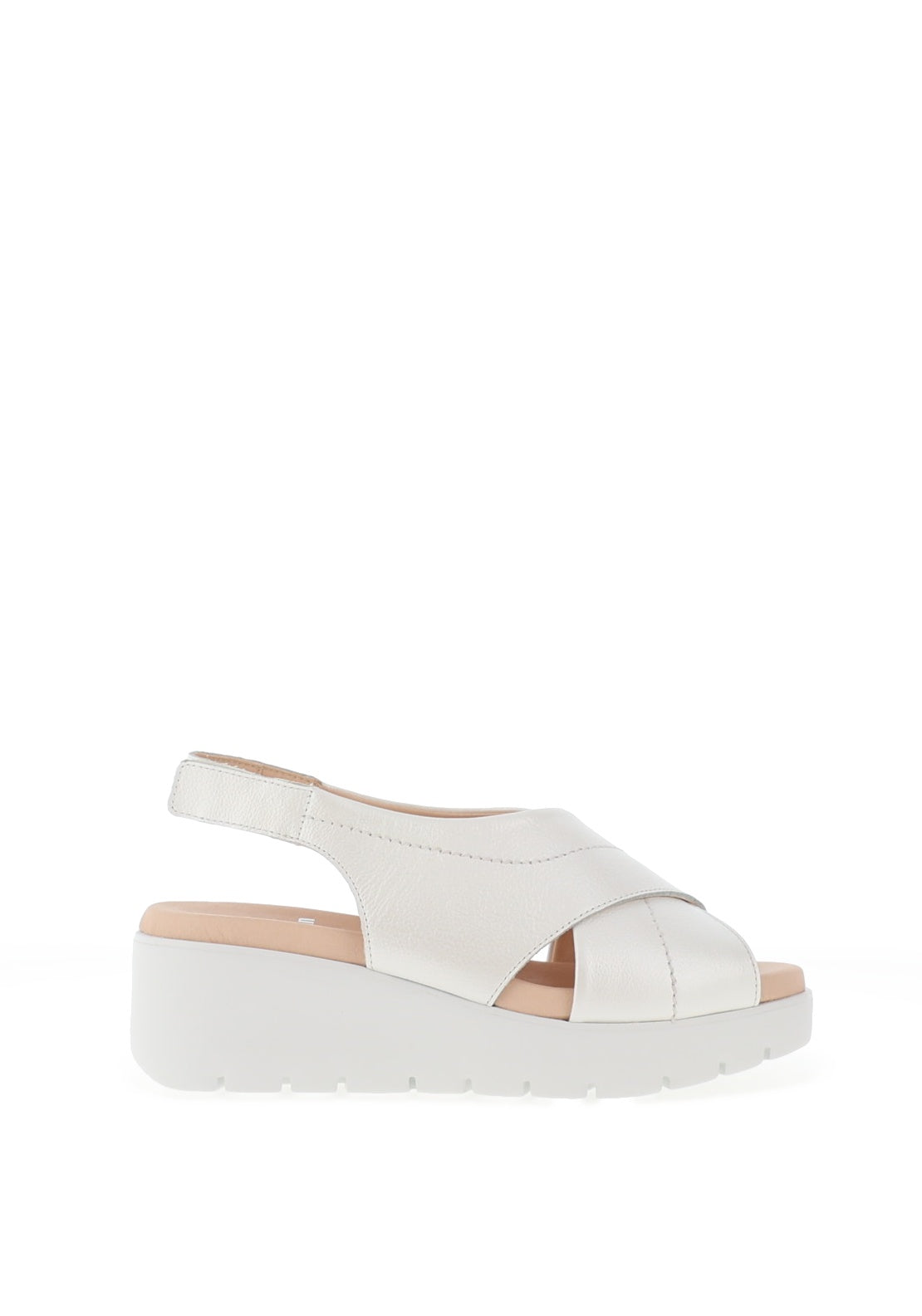 CallagHan Bera Leather Pearlescent Platform Sandals, White - McElhinneys