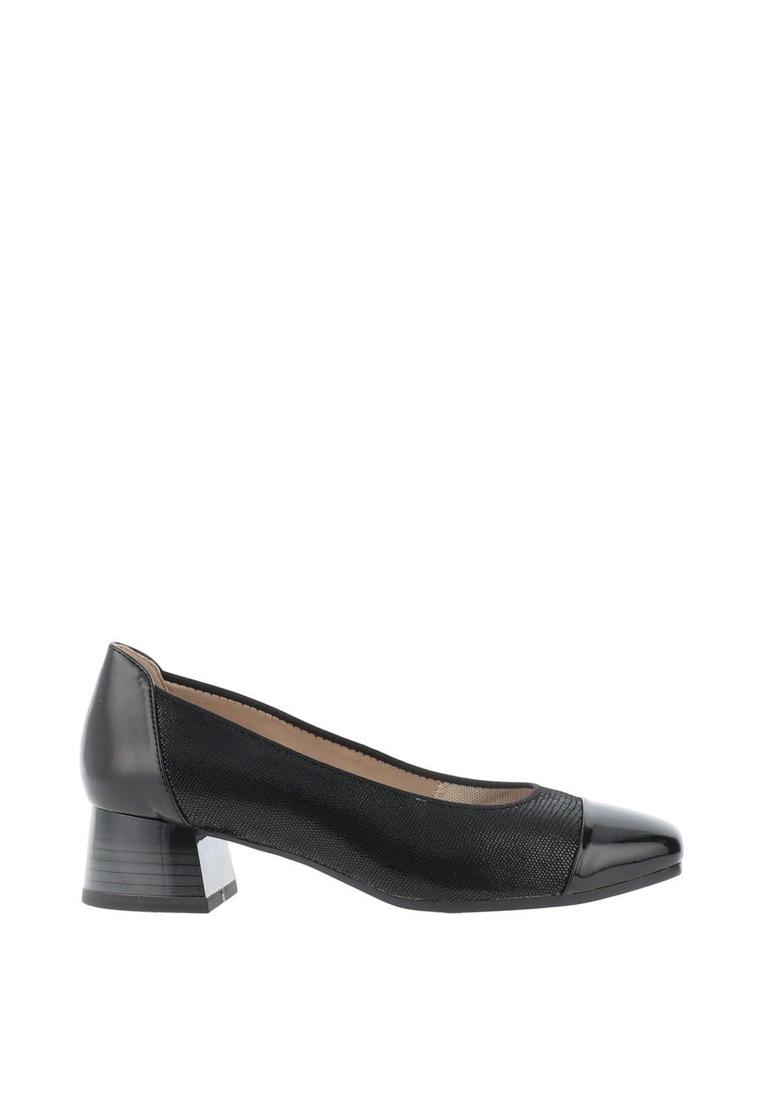 Caprice Leather Block Heels, Black - McElhinneys