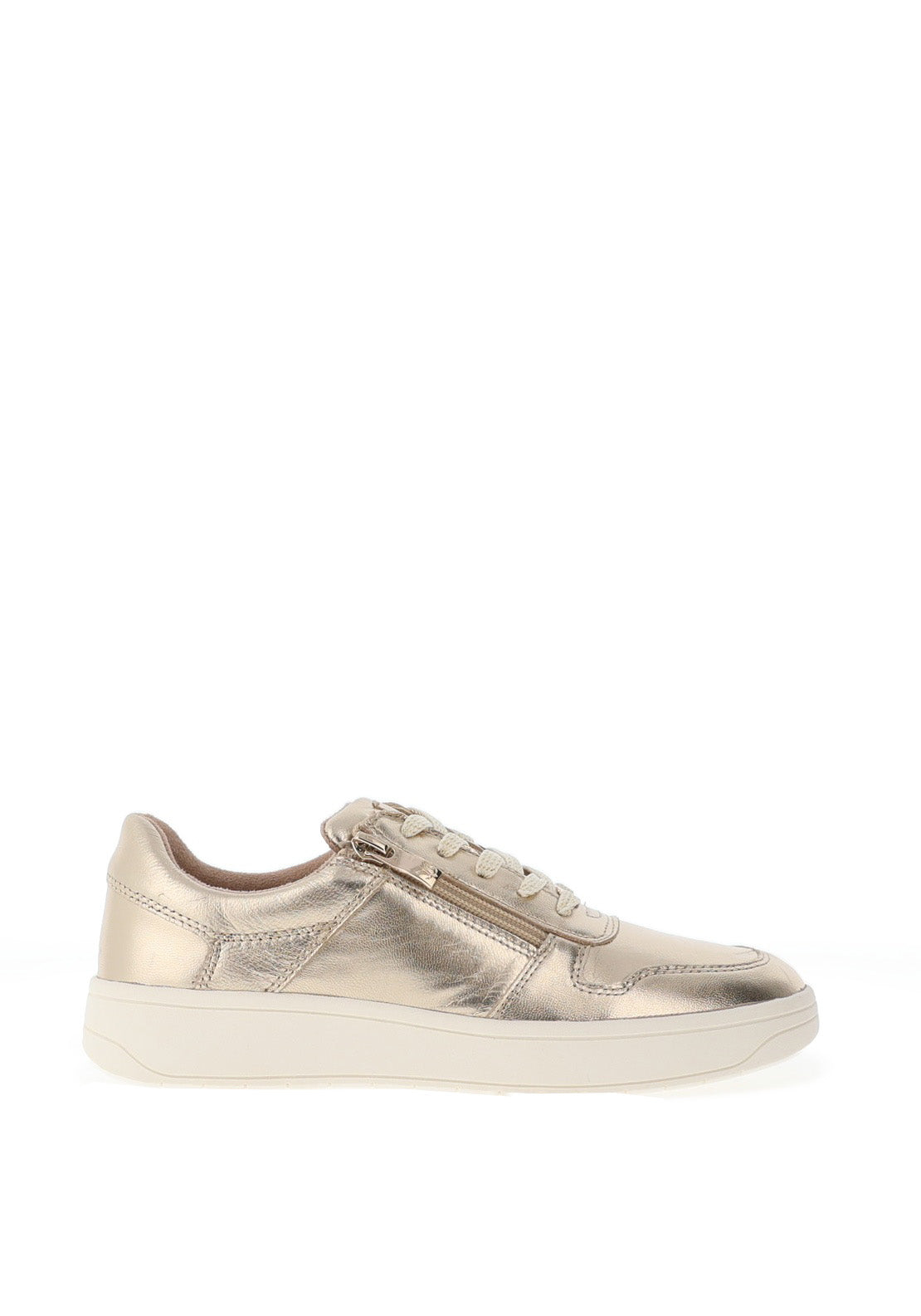 Caprice Metallic Leather Trainers, Gold Metallic - McElhinneys