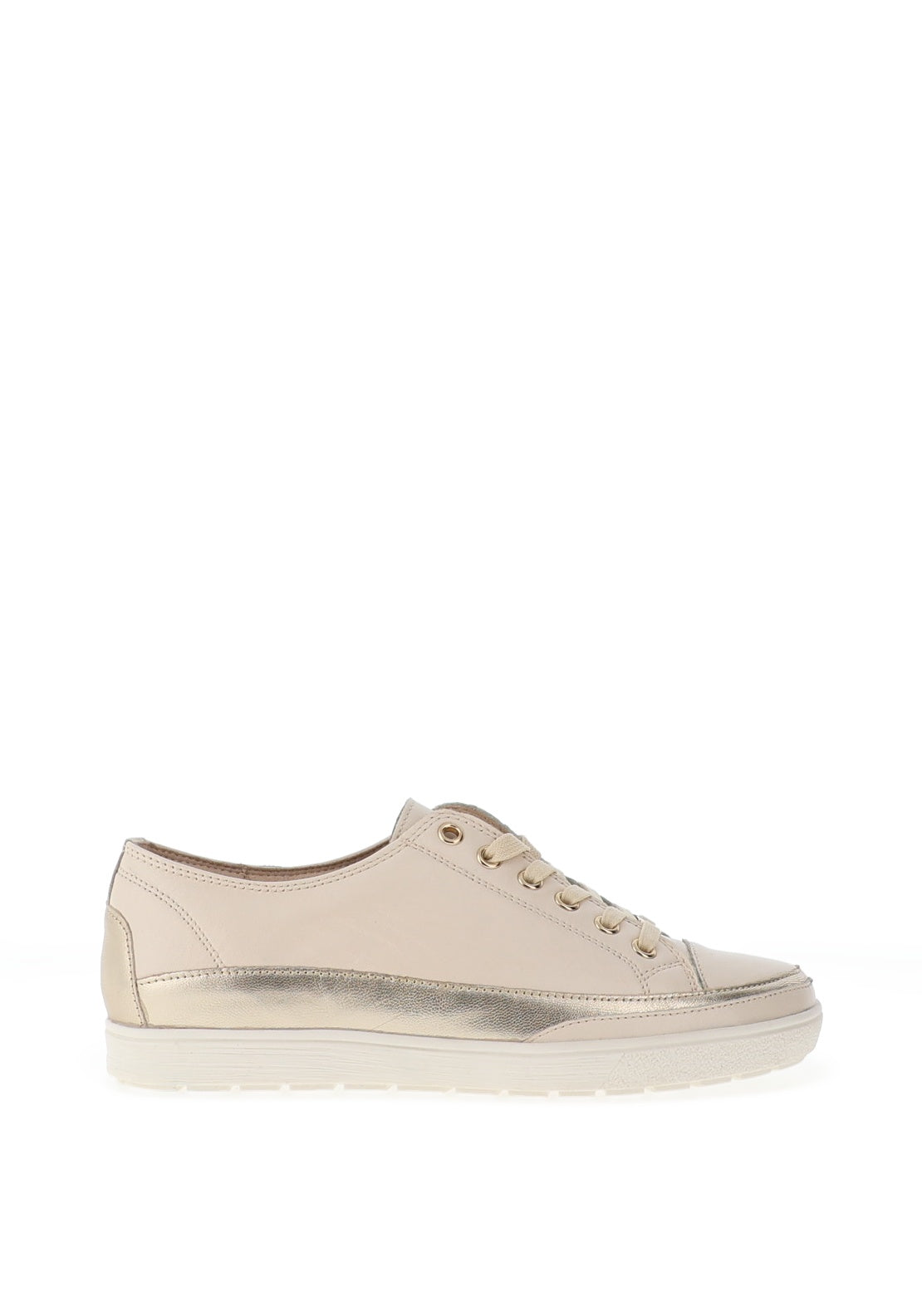 Caprice Leather Lace Up Trainer, Cream Combo - McElhinneys