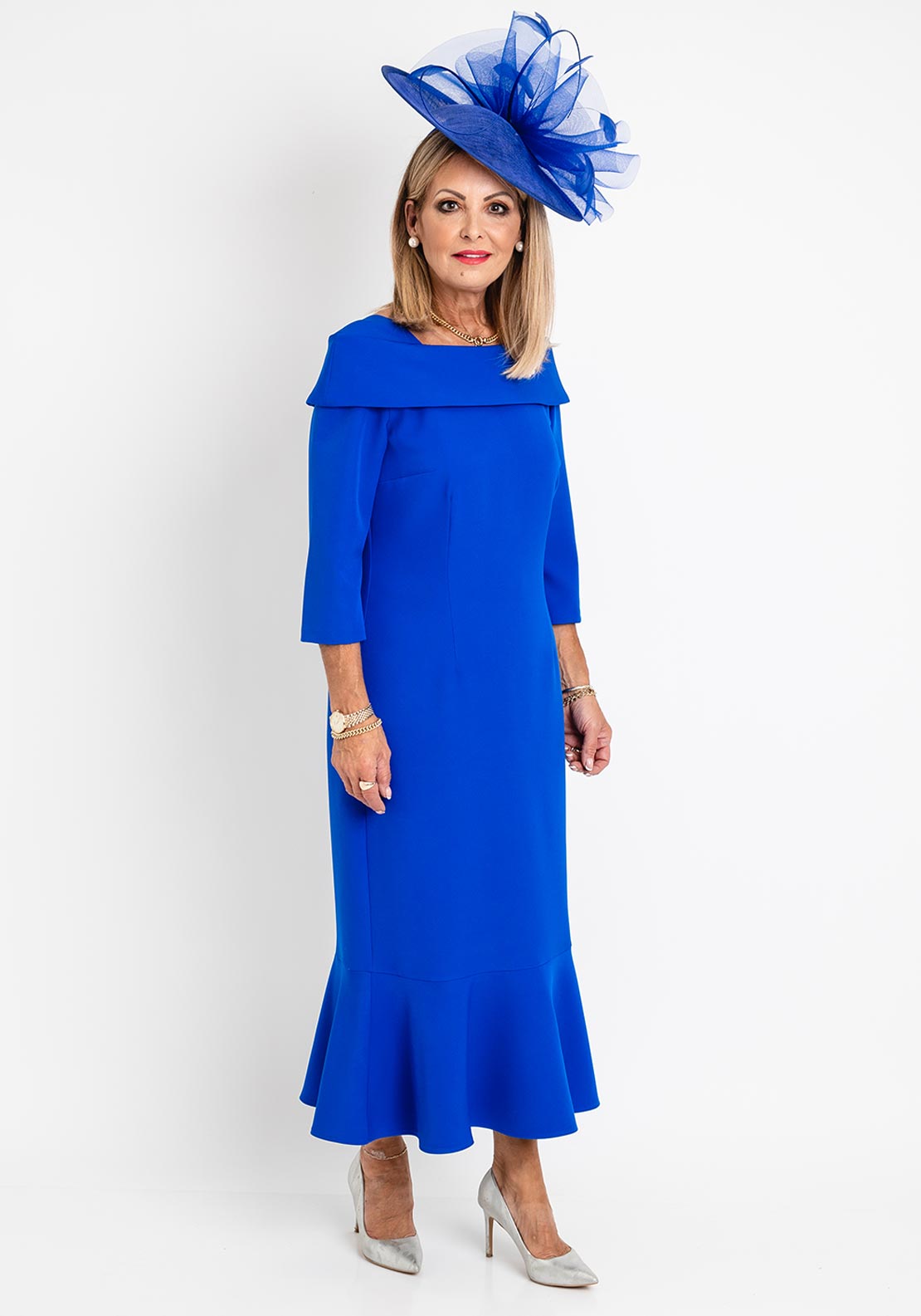 Cassandra Fishtail Midi Dress, Royal Blue - McElhinneys