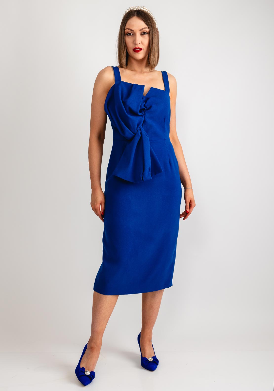 Coco Doll Rico Ruffle Knot Dress, Royal - McElhinneys