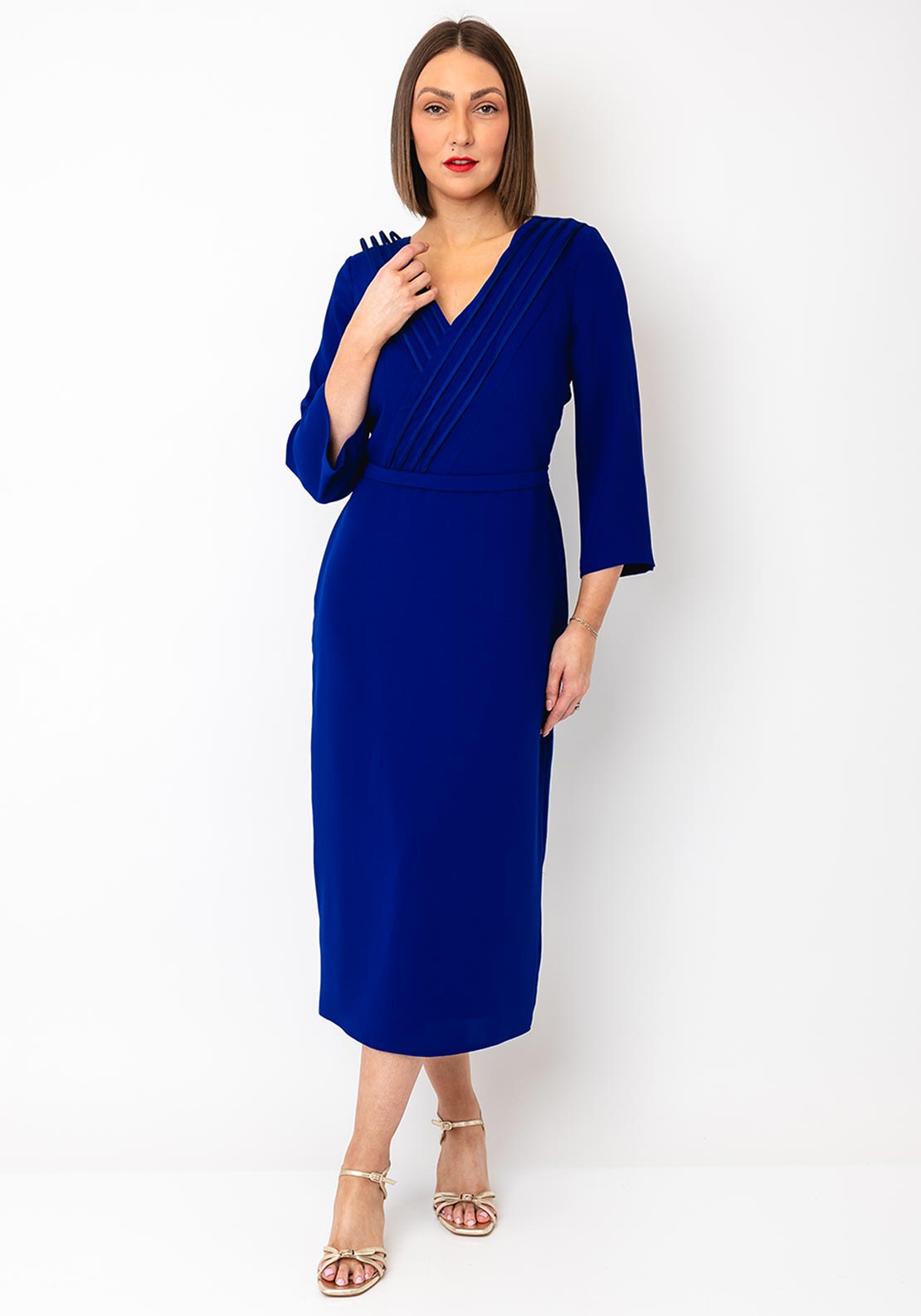 Cassandra Stila Boned Pannel Midi Dress, Blue - McElhinneys