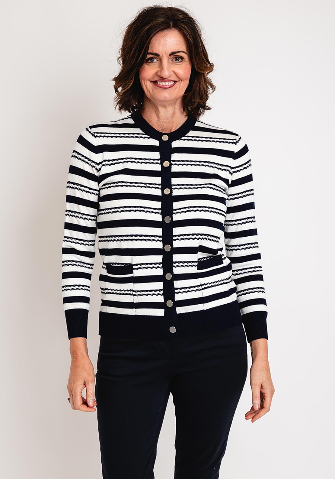 Castle of Ireland Striped Cardigan, Night Sky - McElhinneys