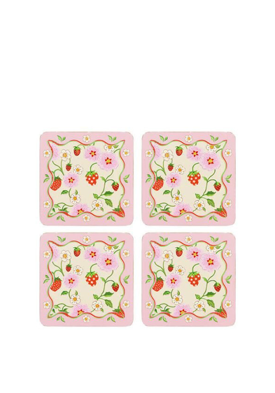 Cath Kidston Strawberry Print Coasters, Set of 4 - McElhinneys