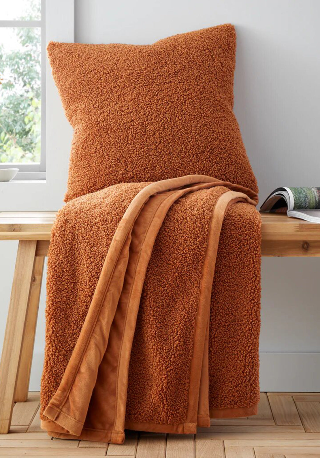 Catherine Lansfield So Soft Velvet Boucle Large Throw, Caramel ...