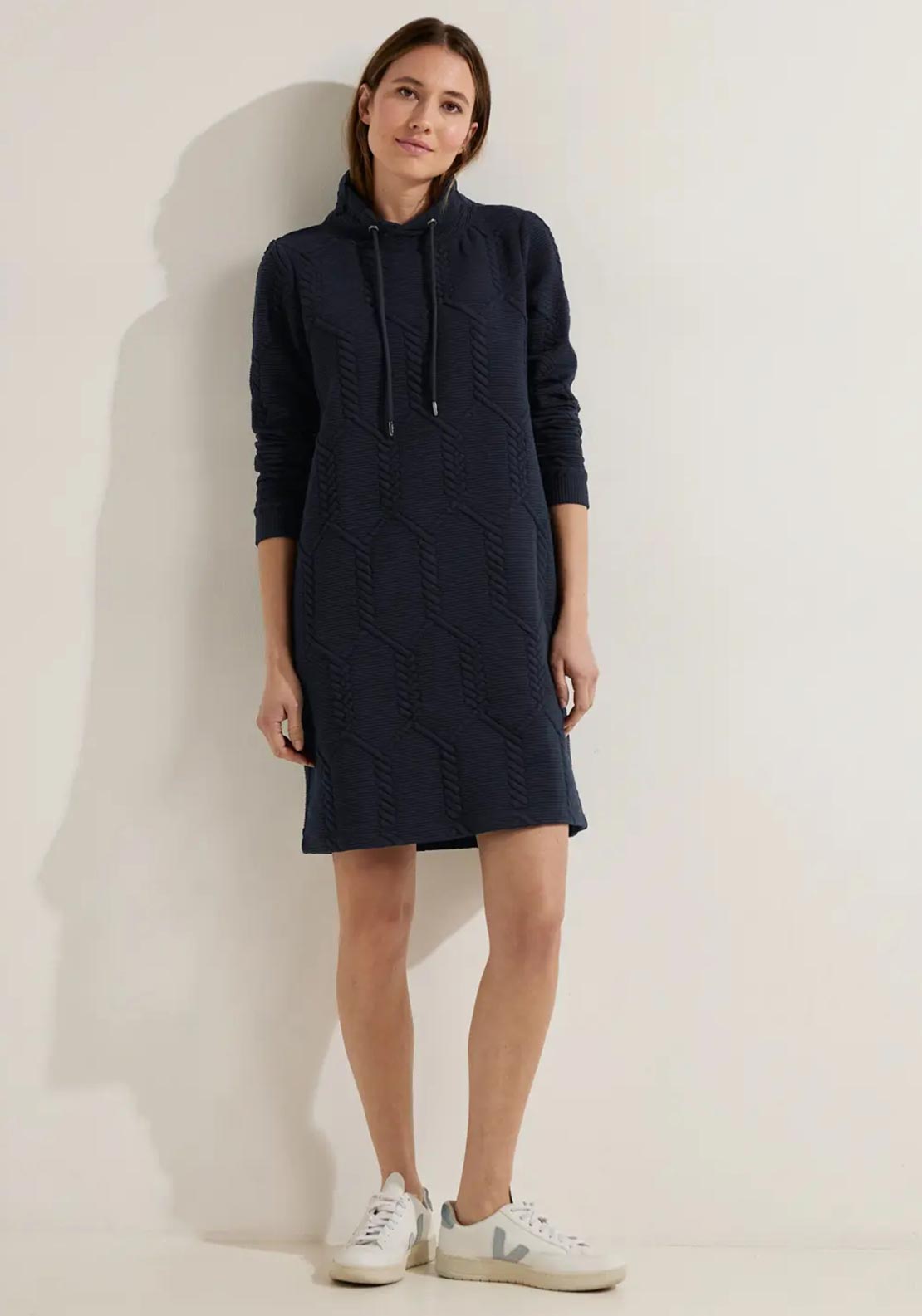 Cecil 3D Structural Pattern Jumper Dress, Night Sky Blue - McElhinneys