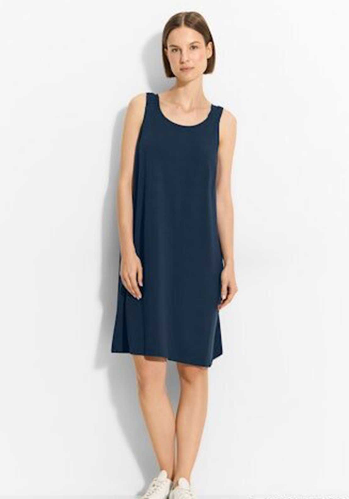 Cecil Solid Jersey Dress, Dark Petrol Blue - McElhinneys