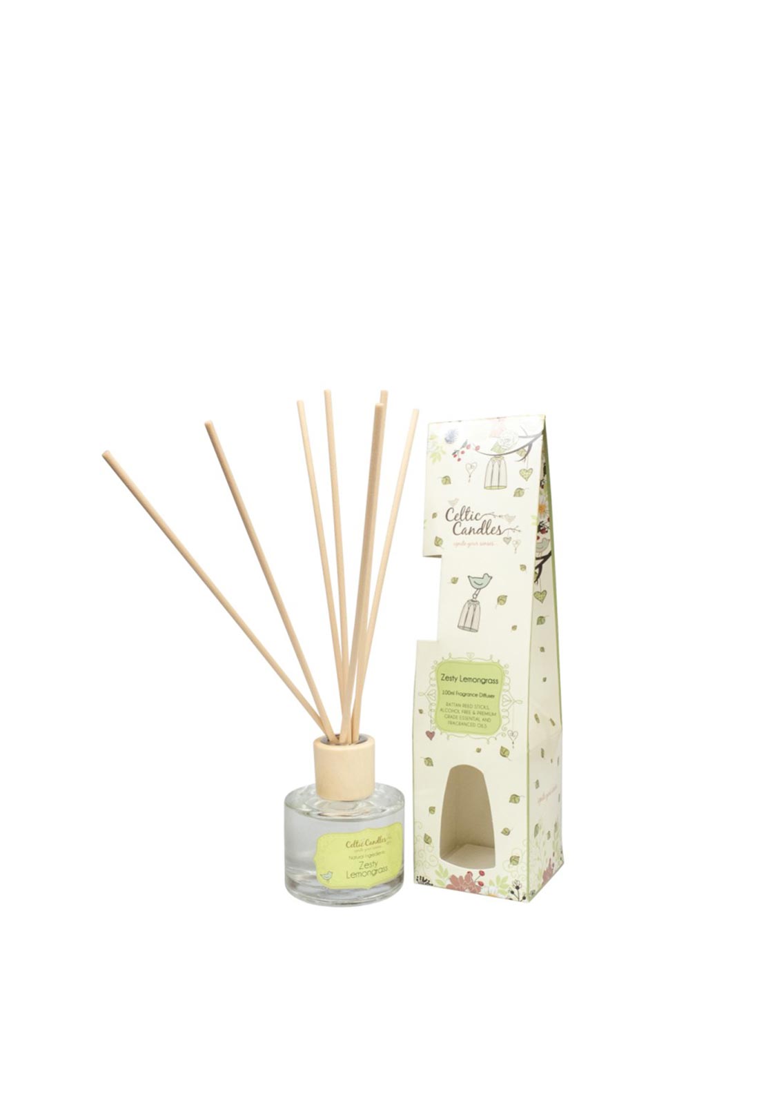 Celtic Candles Zesty Lemongrass Reed Diffuser, 100ml - McElhinneys